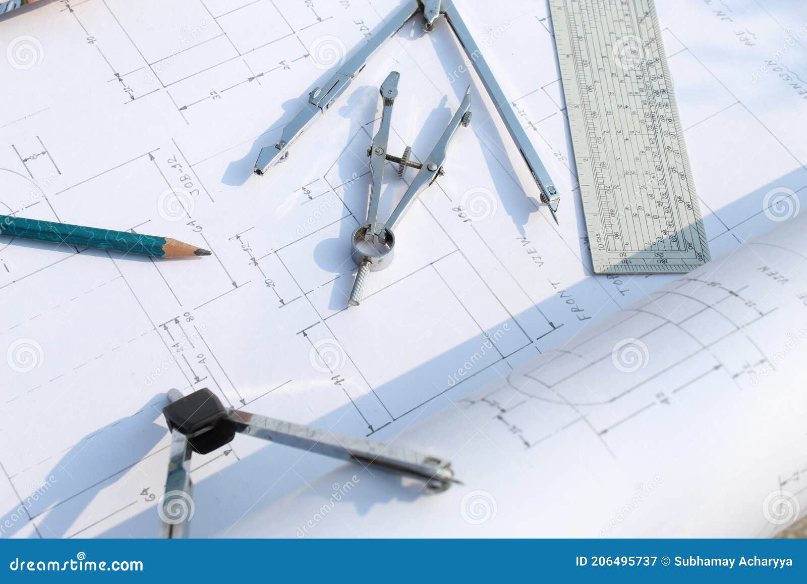 Cropped and Part View of Civil Engineering Plans and Diagrams with ...