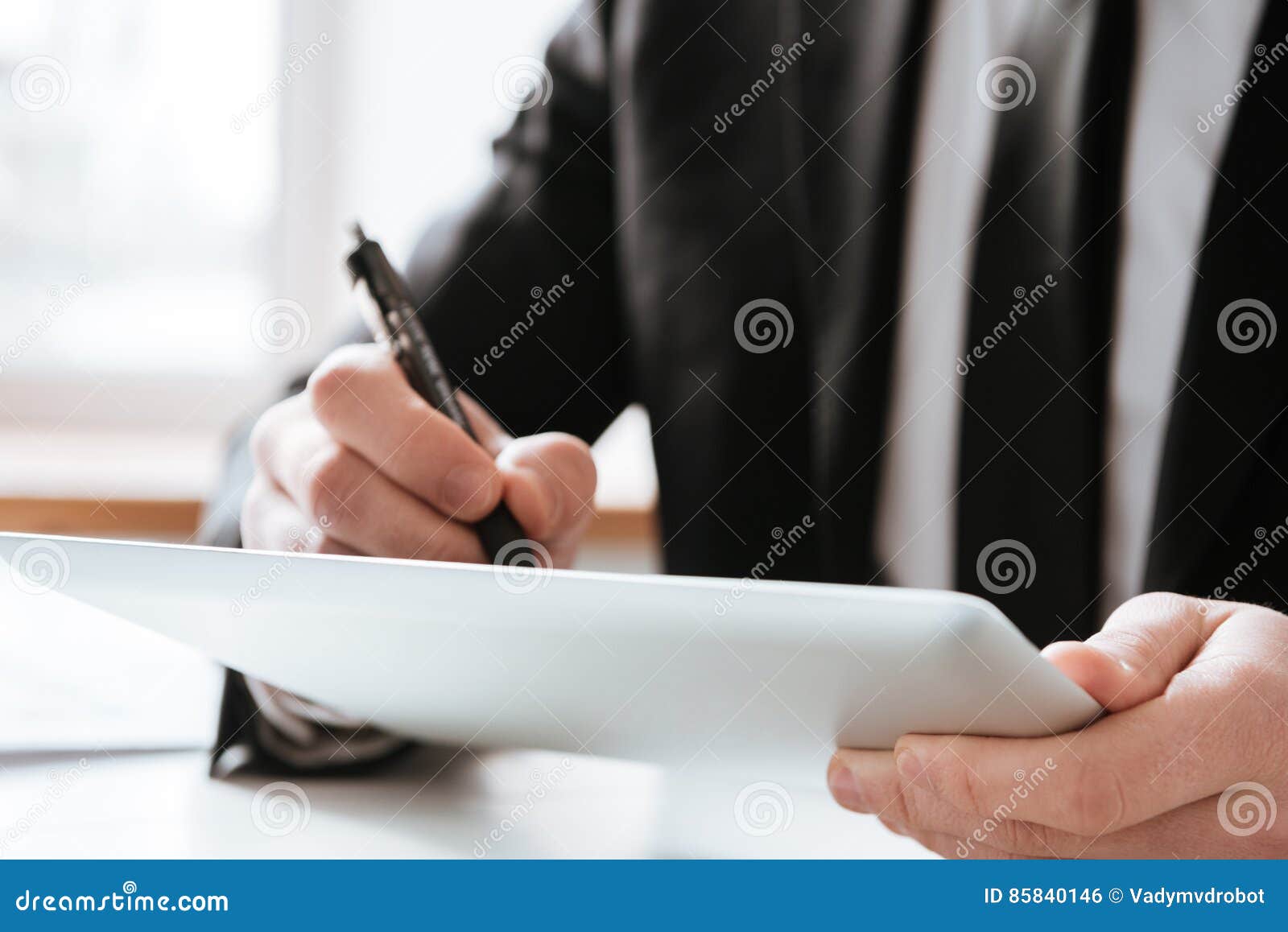 Cropped Picture of Businessman Writing Notes. Stock Photo - Image of ...