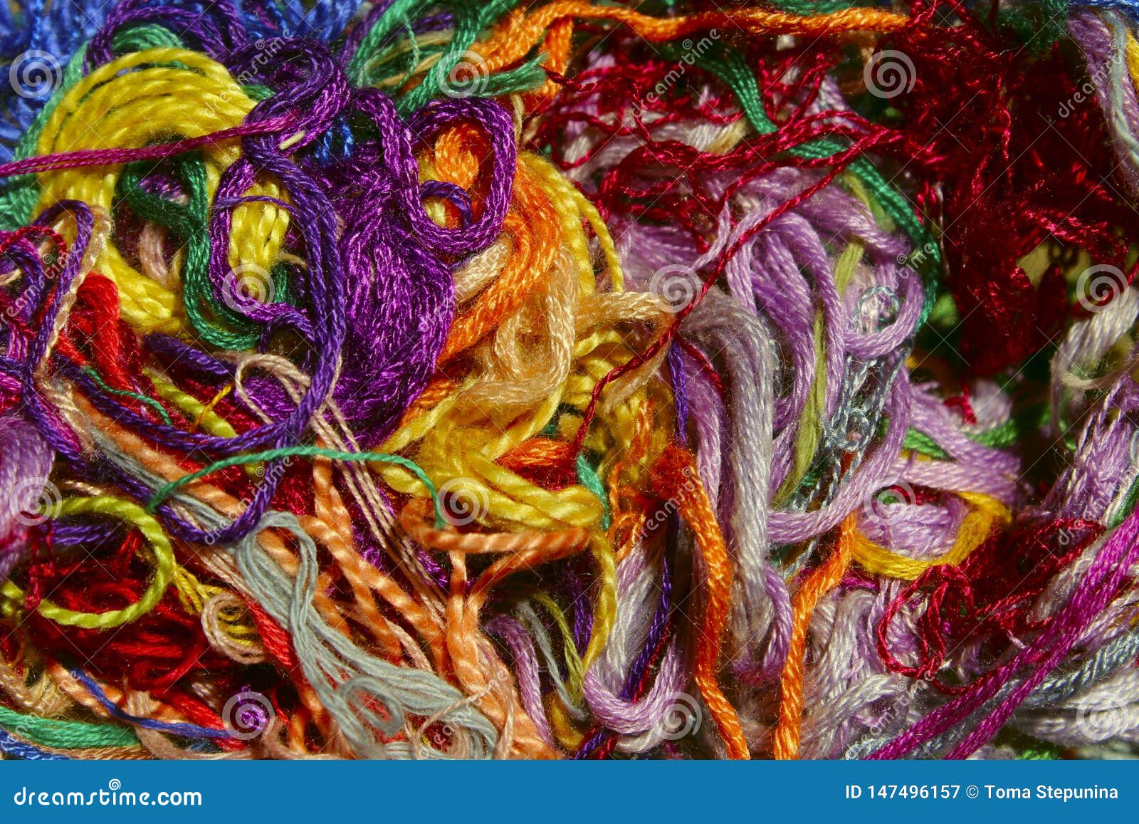 Cropped Shot of Colorful Cotton Threads. Stock Image - Image of long ...