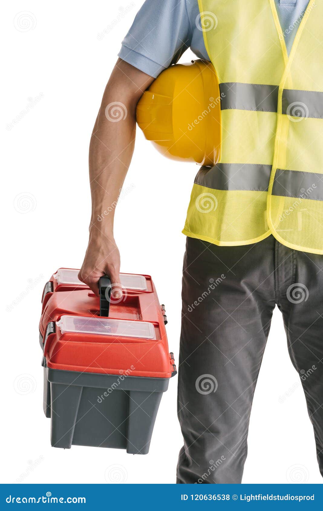 Cropped Shot of Construction Worker with Toolbox Stock Photo - Image of ...