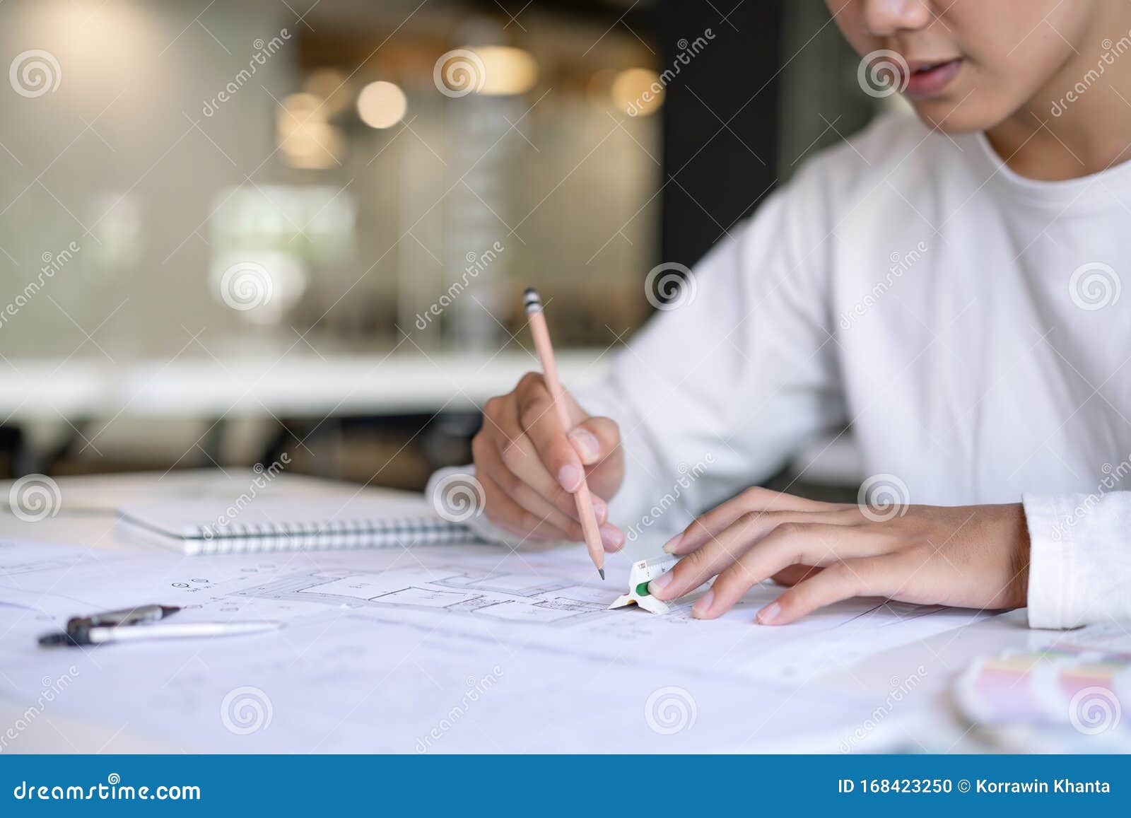 Cropped Shot of Creative Architect Designing and Sketching the Building ...