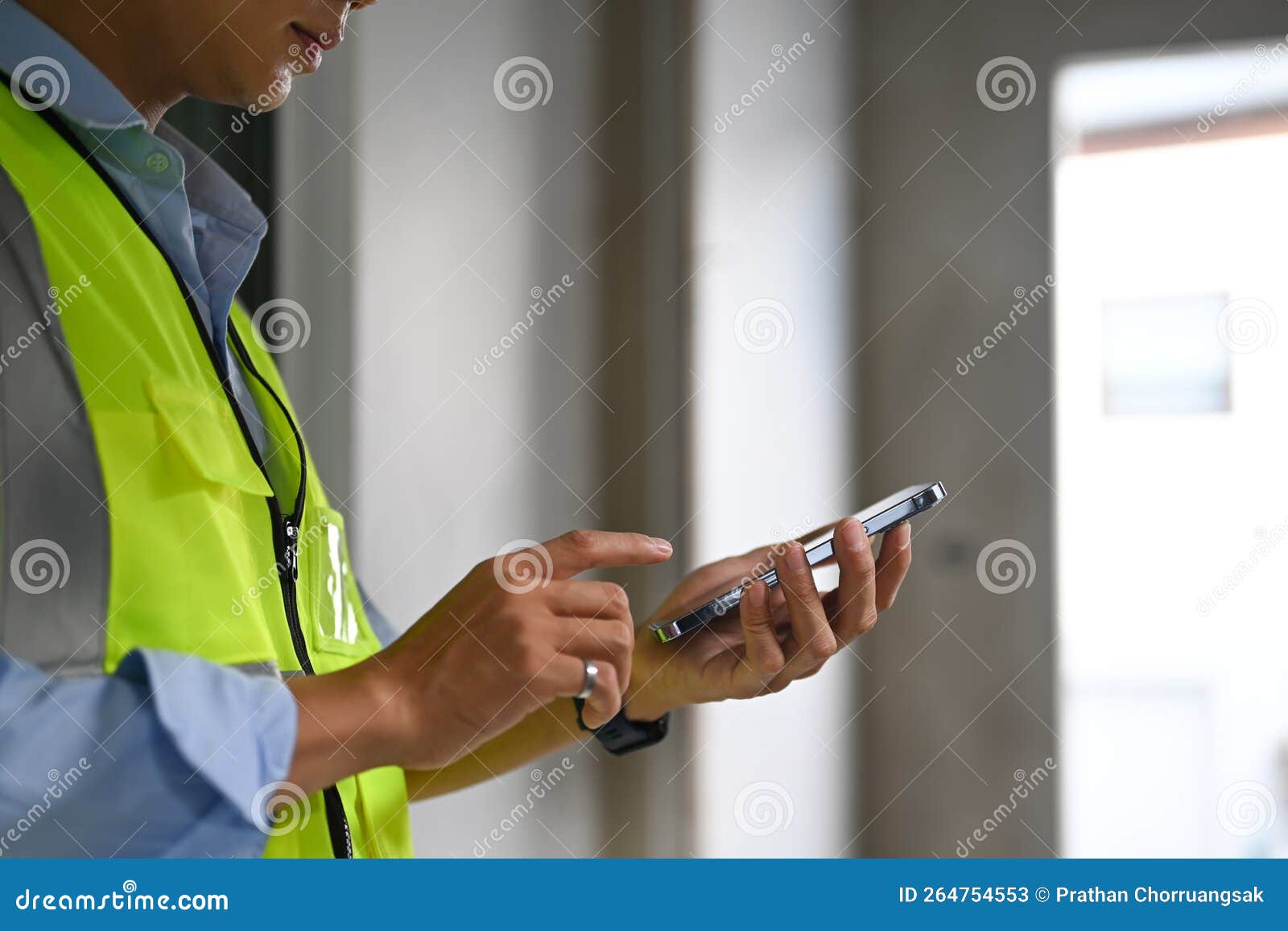 Cropped Shot of Engineer Man Wearing Reflective Jackets Standing in ...