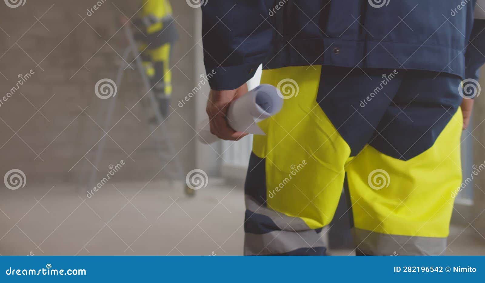Cropped Shot of Engineer in Uniform with Blueprint at Construction Site ...