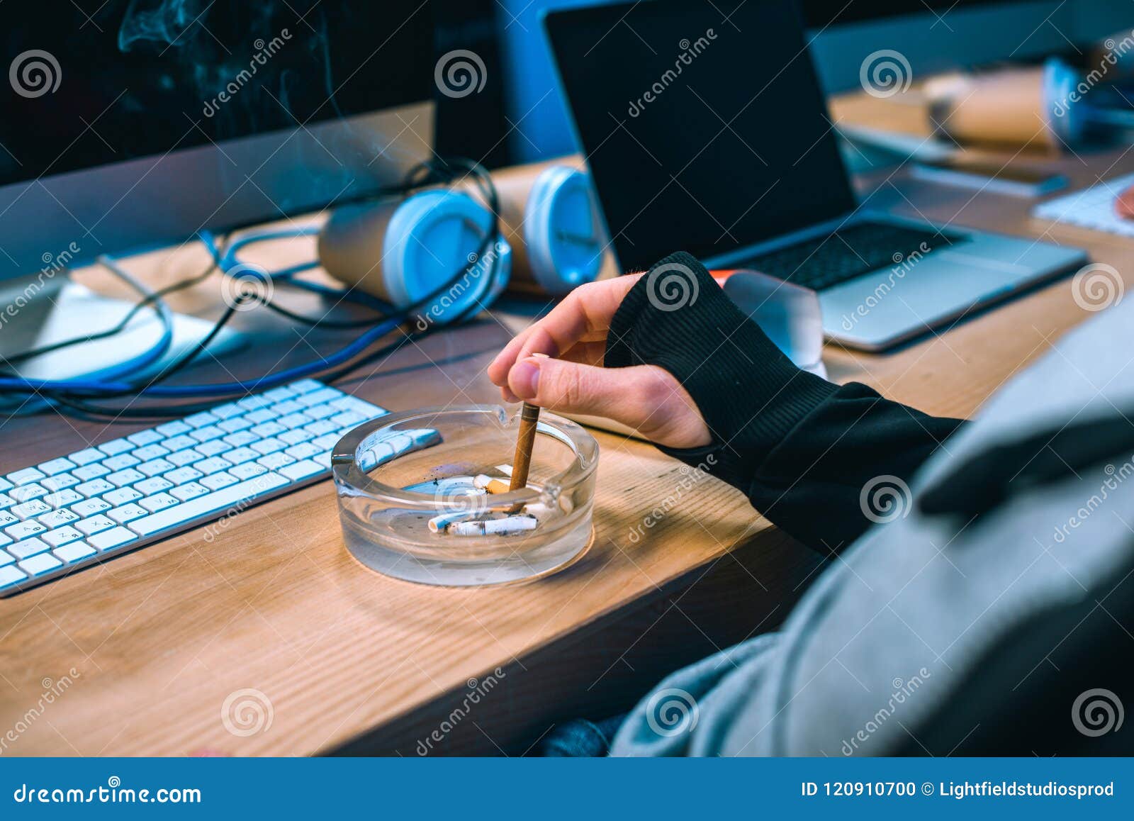 Cropped Shot of Hacker Putting Cigarette Stock Photo - Image of ...