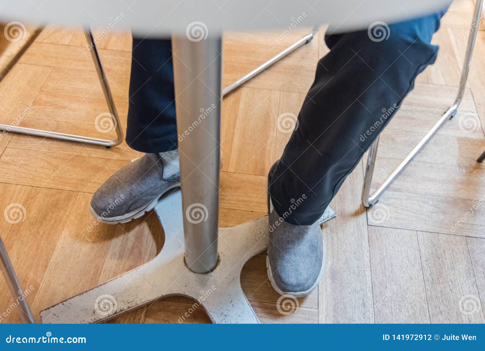 Cropped Shot of Legs of Man Under Table Stock Photo - Image of cute ...