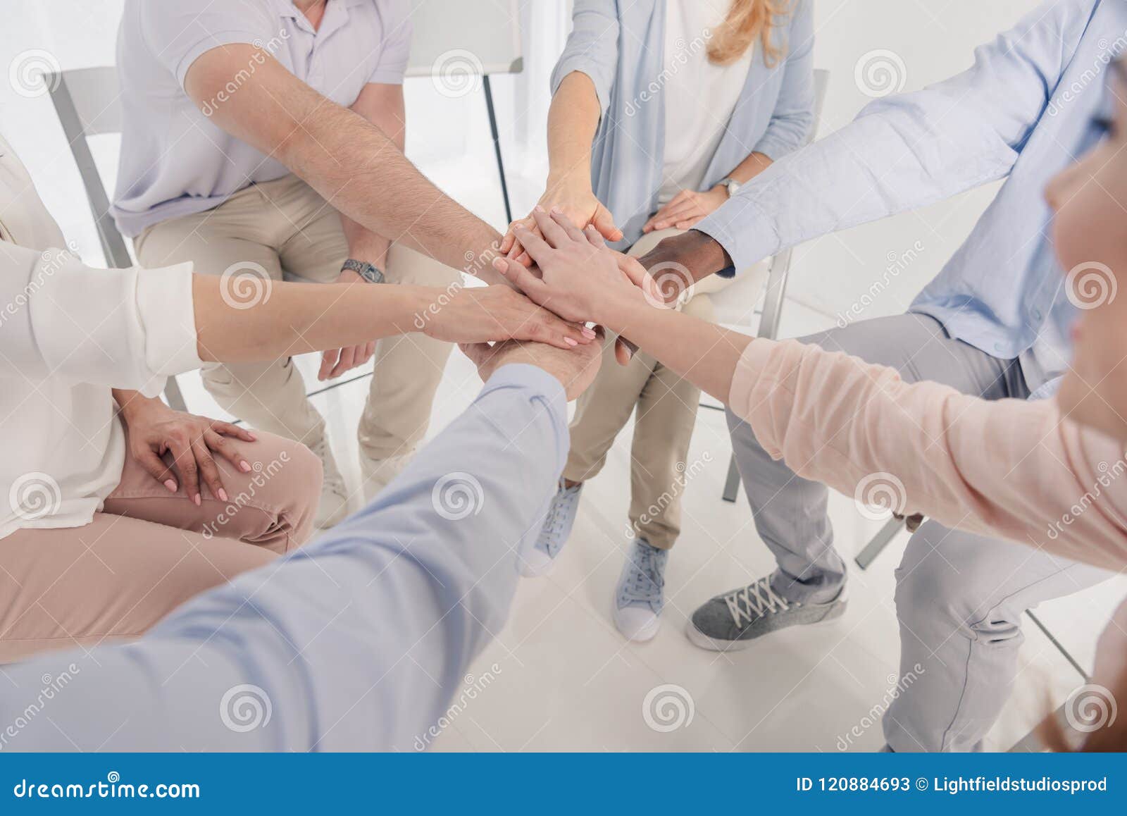 Cropped Shot of People Stacking Hands during Stock Illustration ...