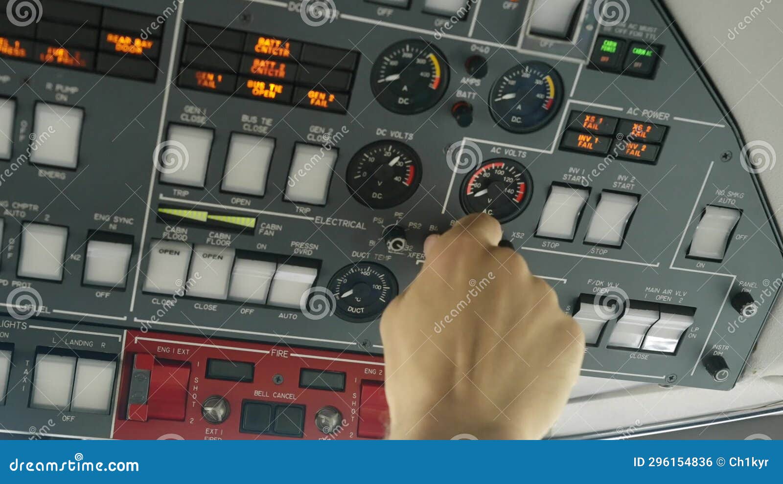 Cropped Shot of Pilot S Hand Turning Knobs on Overhead Panel in Private ...