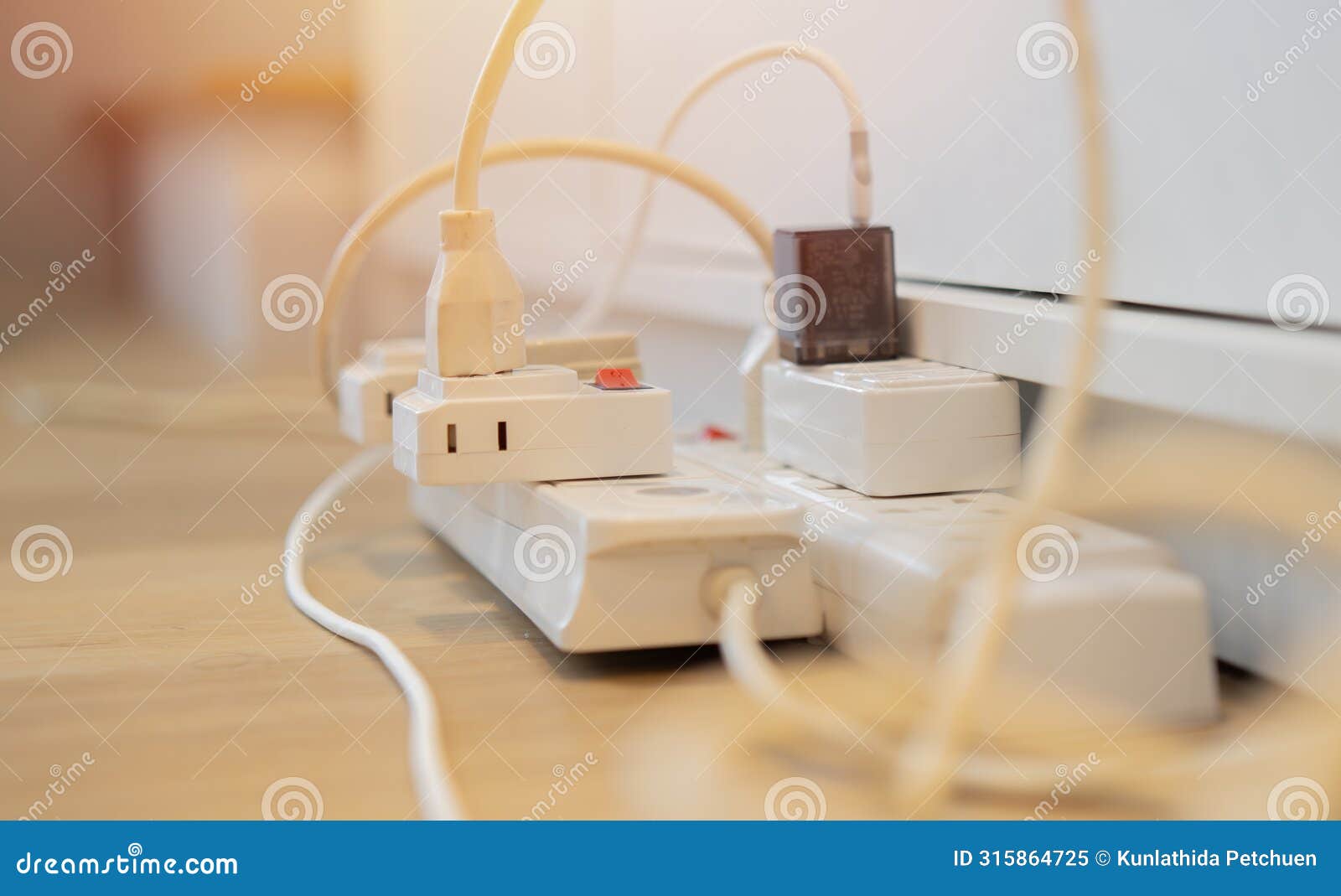 Cropped Shot of the Power Plug, Multiple Socket with Connected Plugs ...