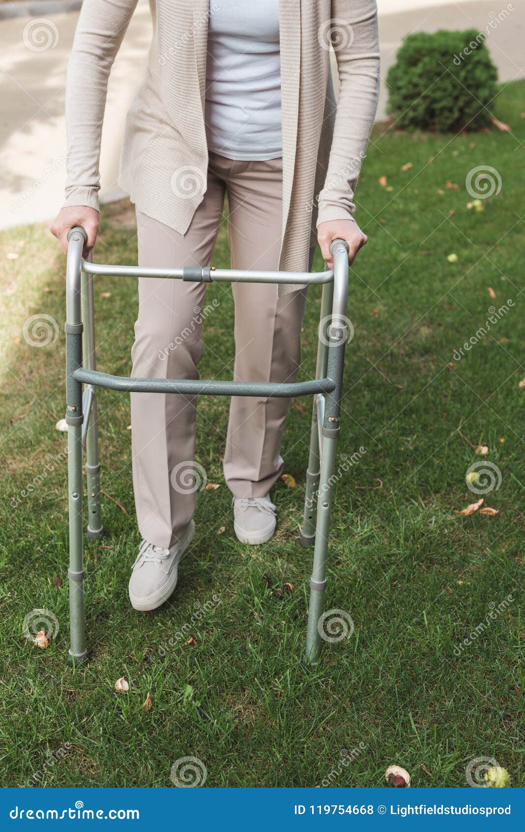 Senior woman with walker stock photo. Image of health - 119754668