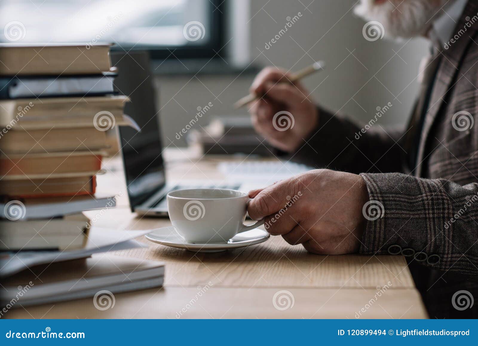 Cropped Shot of Senior Writer Working with Laptop Stock Photo - Image ...