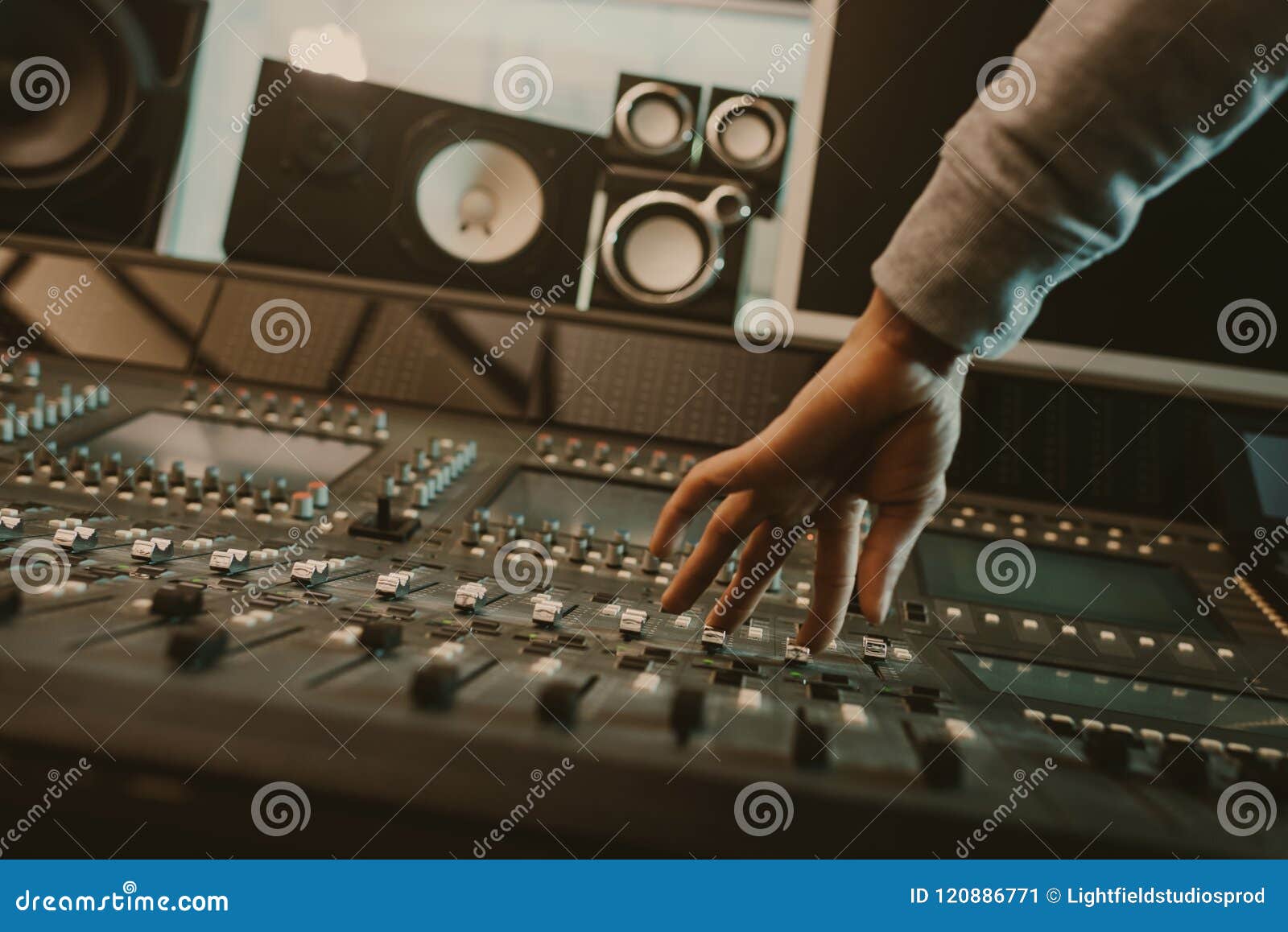 Cropped Shot of Sound Producer Setting Graphic Equalizer Stock Image ...