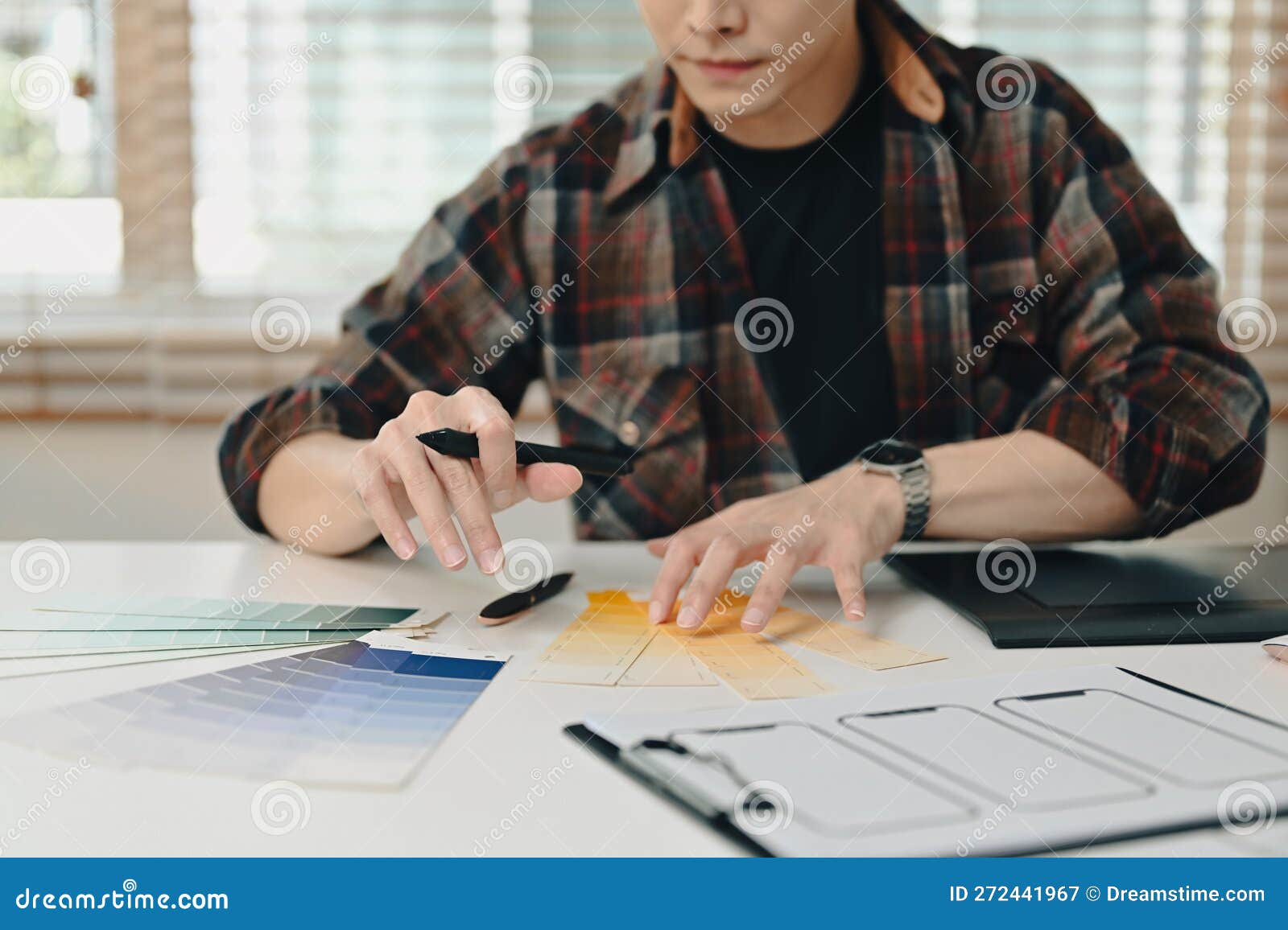 Cropped Shot of Ux Graphic Designer Developing a New App Design and ...