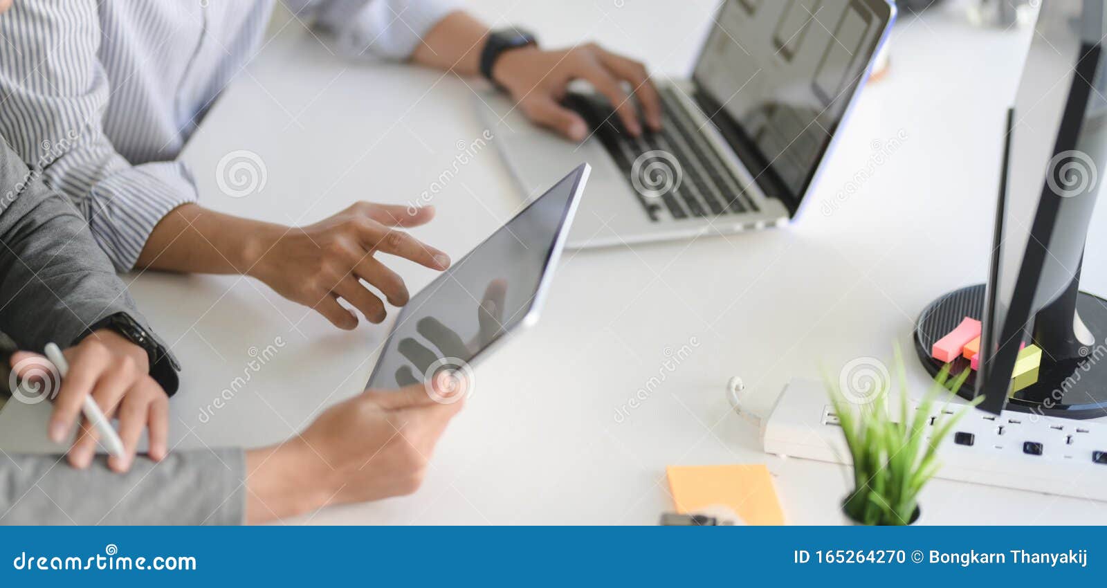 Cropped Shot of UX Web Developer Team Working on His Project with ...