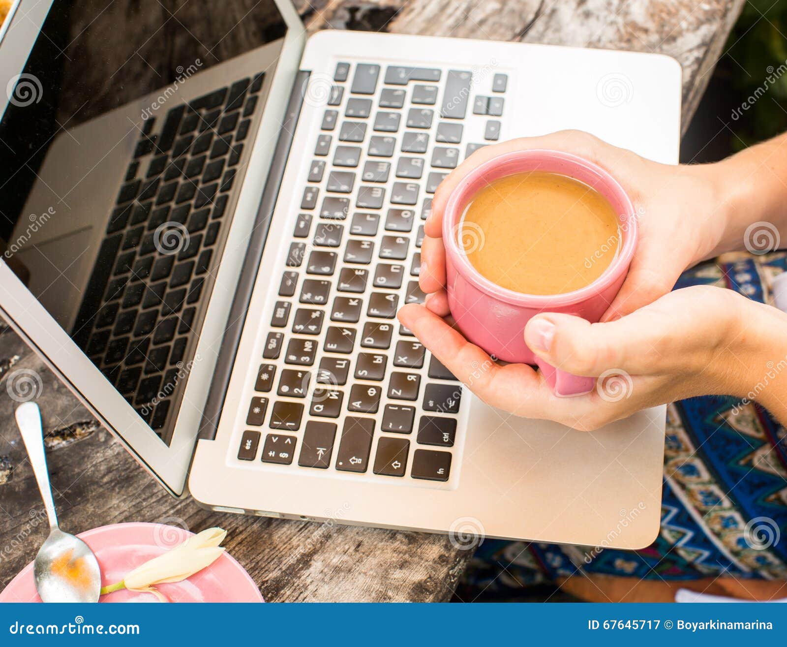 Cropped Shot View of Young Female Student Learning on-line Via Stock ...