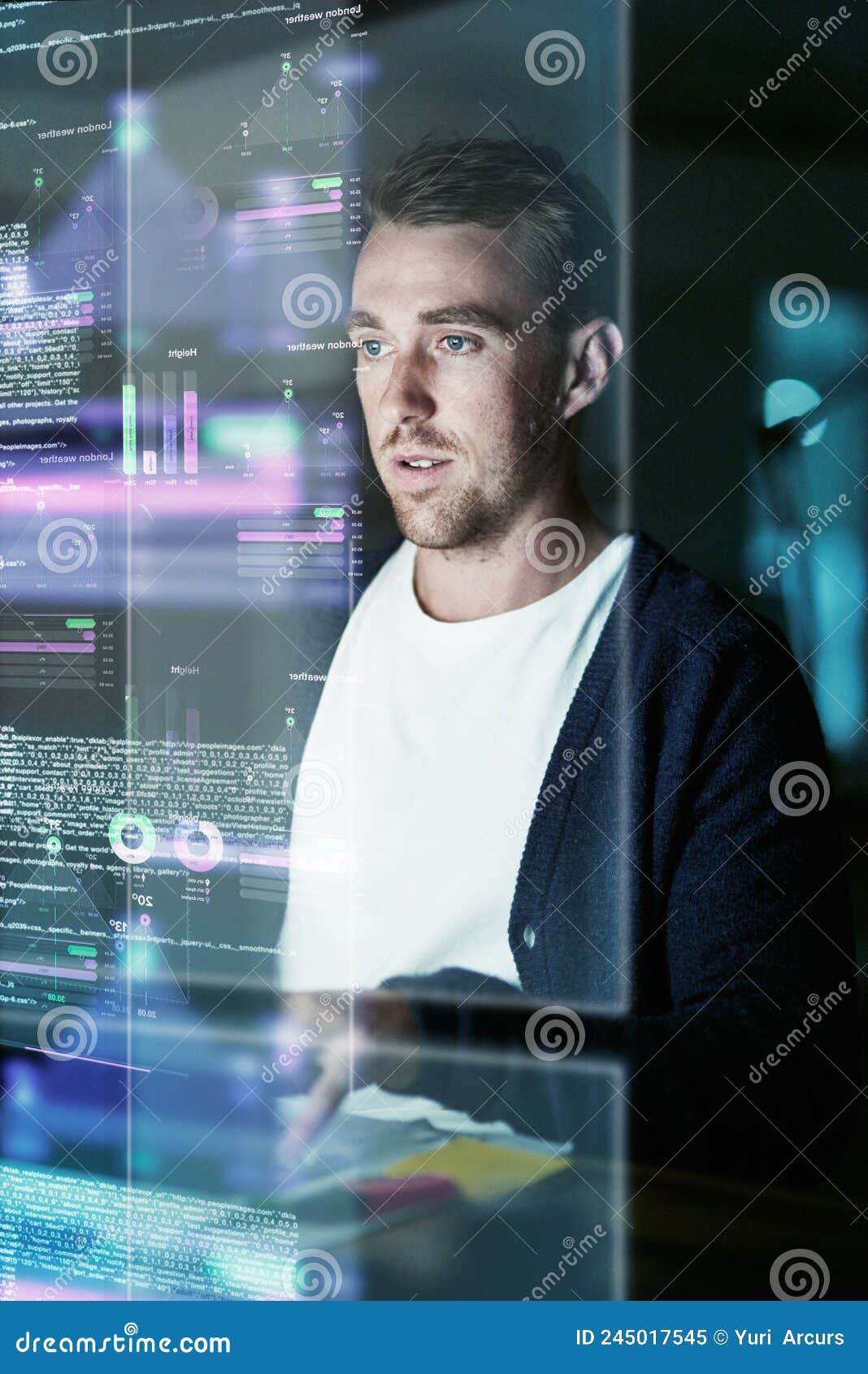 Analysing the Data. Cropped Shot of a Young Computer Programmer Looking ... Analysing the Data. Cropped Shot of a Young Computer Programmer Looking ...