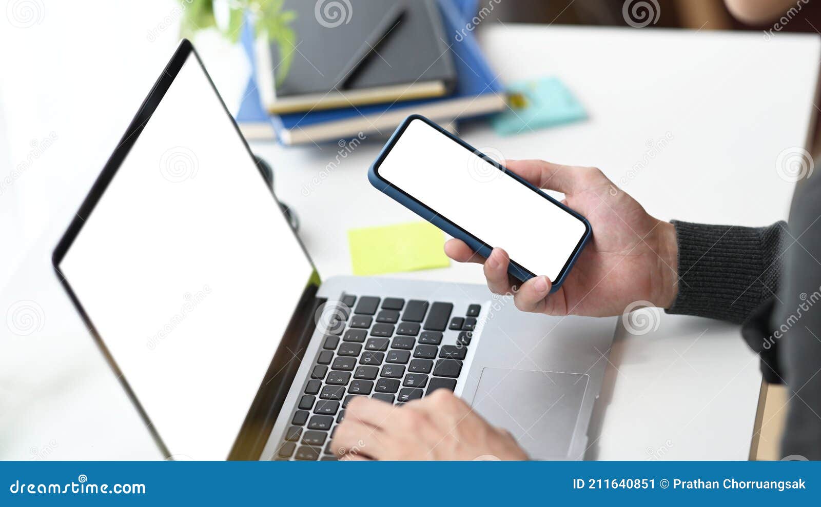 Young Man Using Mobile Phone Getting Message with Confirmation Making ...