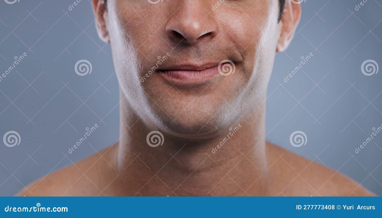 Almost...Cropped Studio Shot of the Lower Half of a Young Mans Face ...