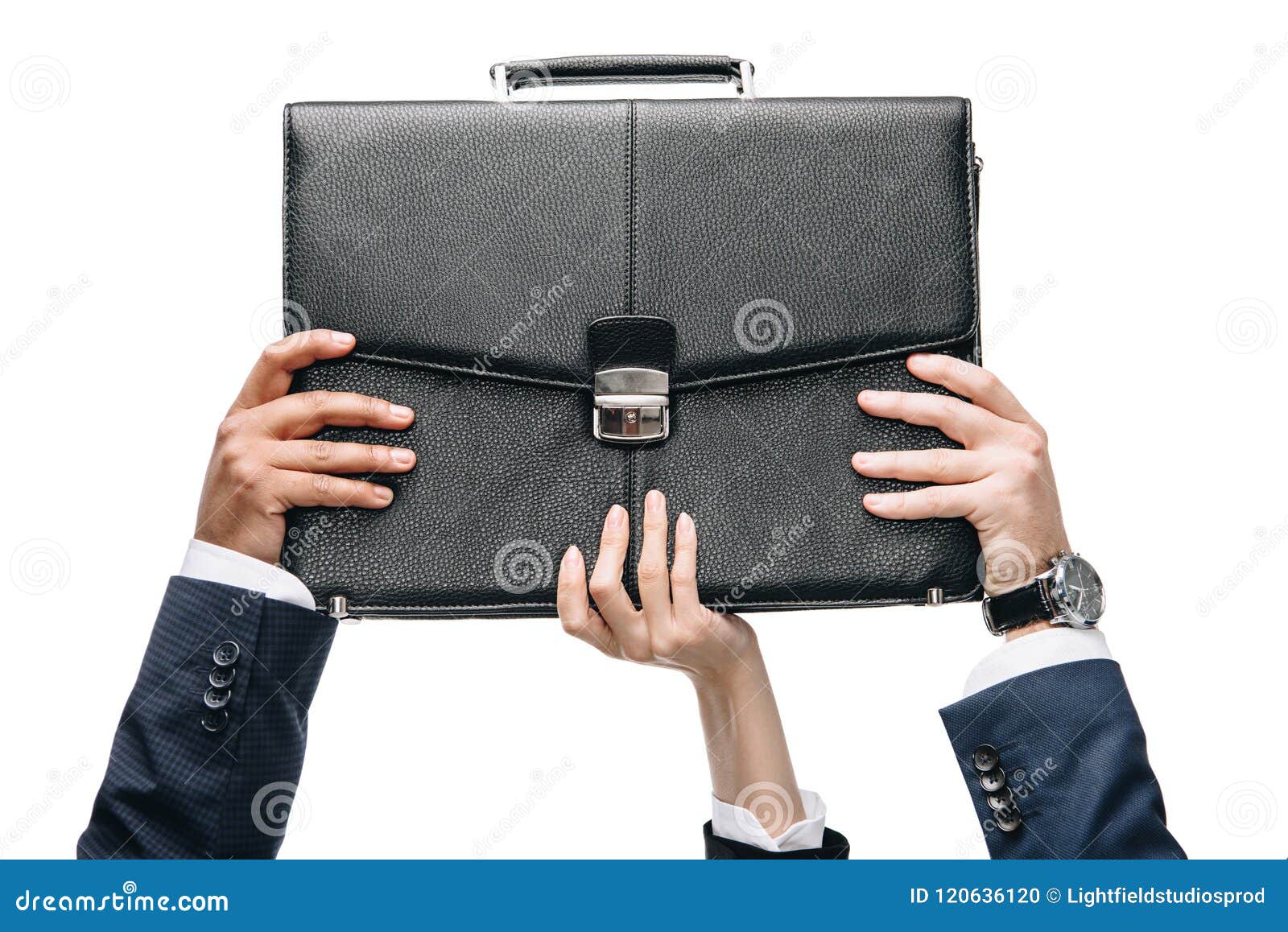 Cropped View of Businesspeople Holding Briefcase, Stock Photo - Image ...