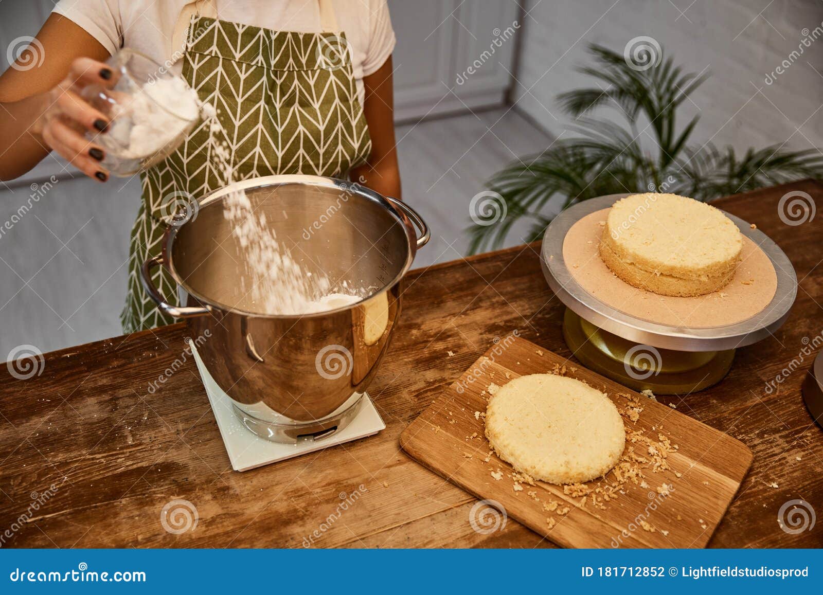 Cropped View of Confectioner Adding Flour Stock Photo - Image of ...