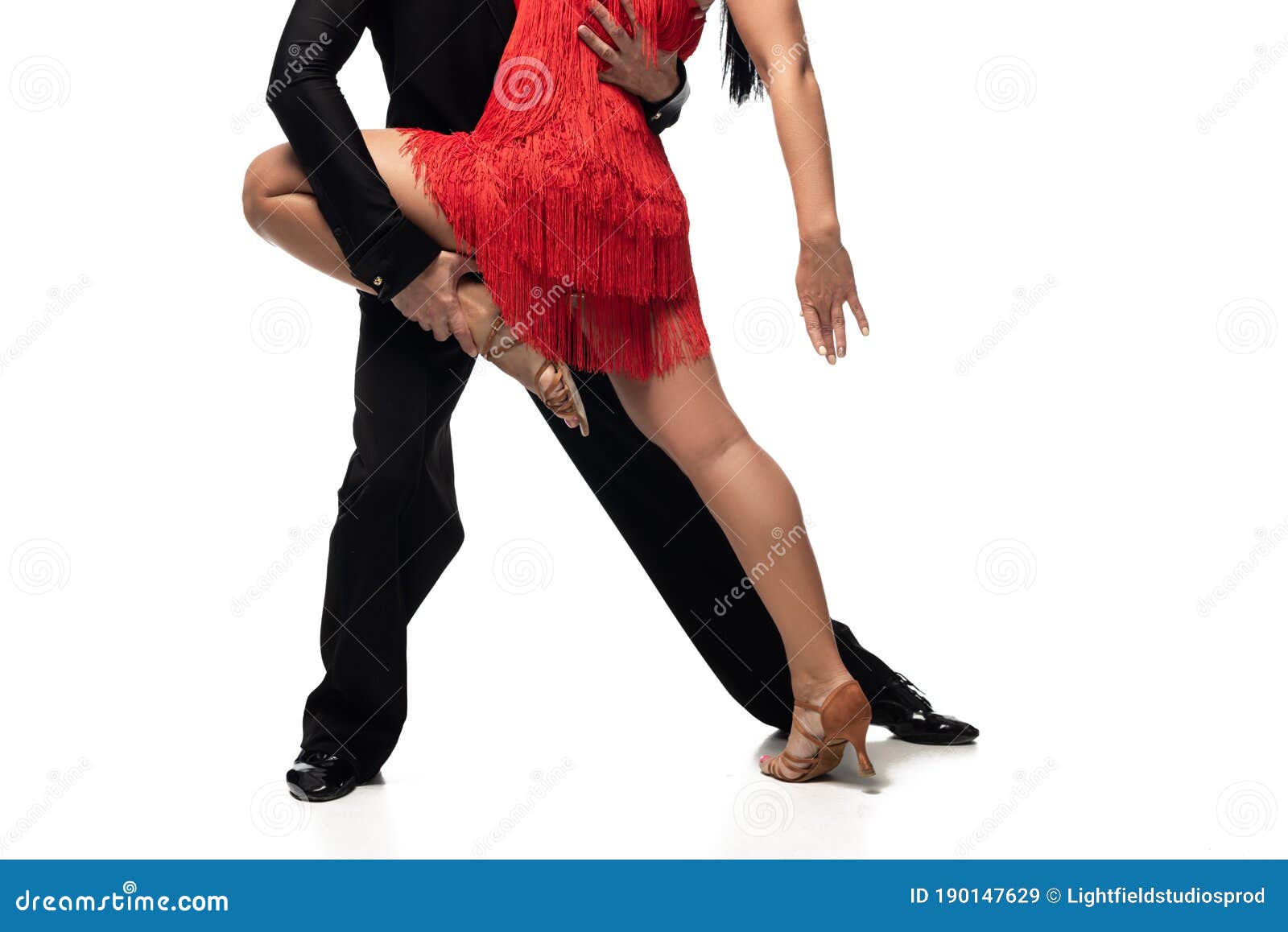 Cropped View of Dancer Supporting Leg of Partner while Performing Tango ...