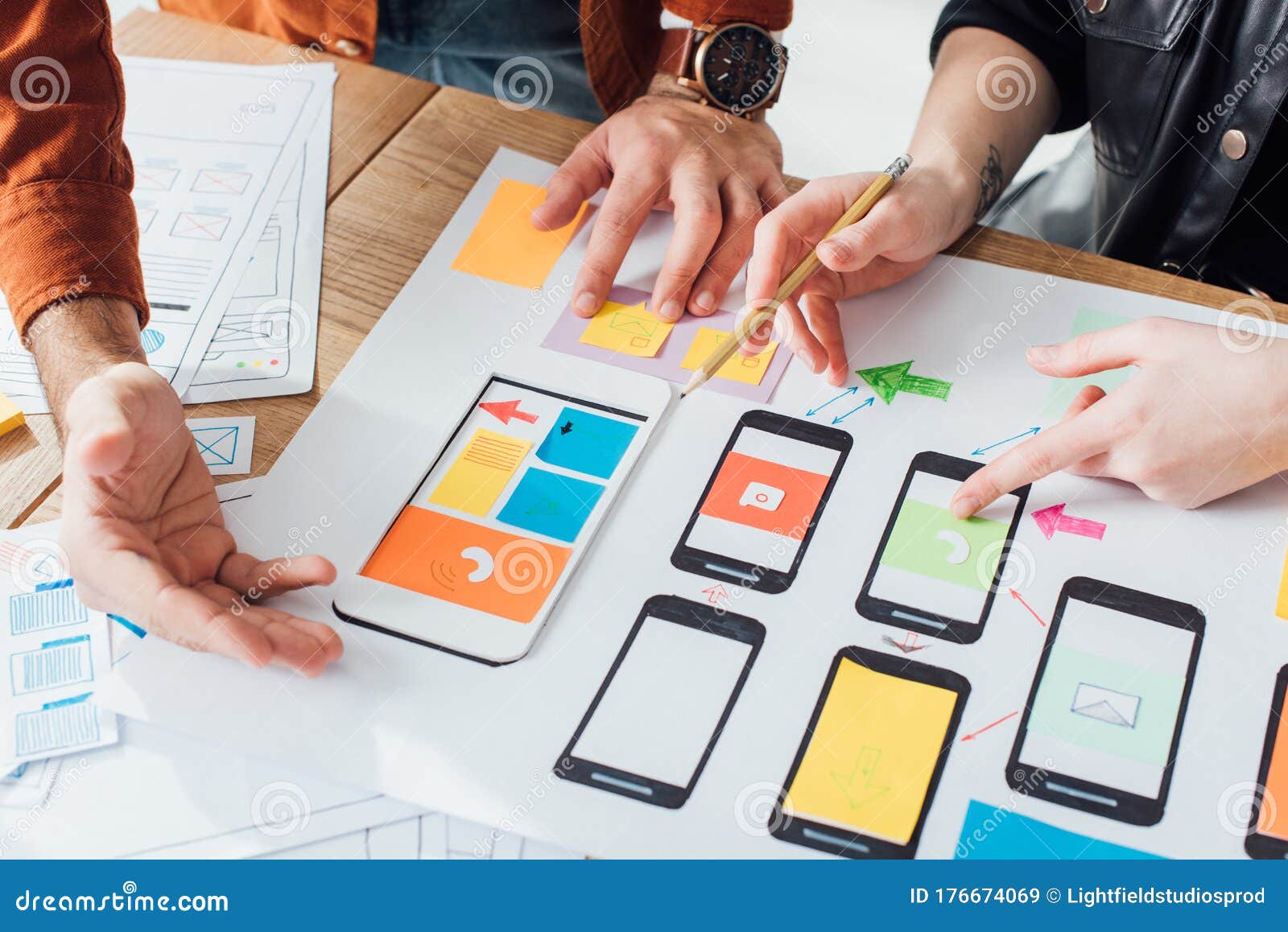 Cropped View of Developers Creative User Experience Design of Mobile ...