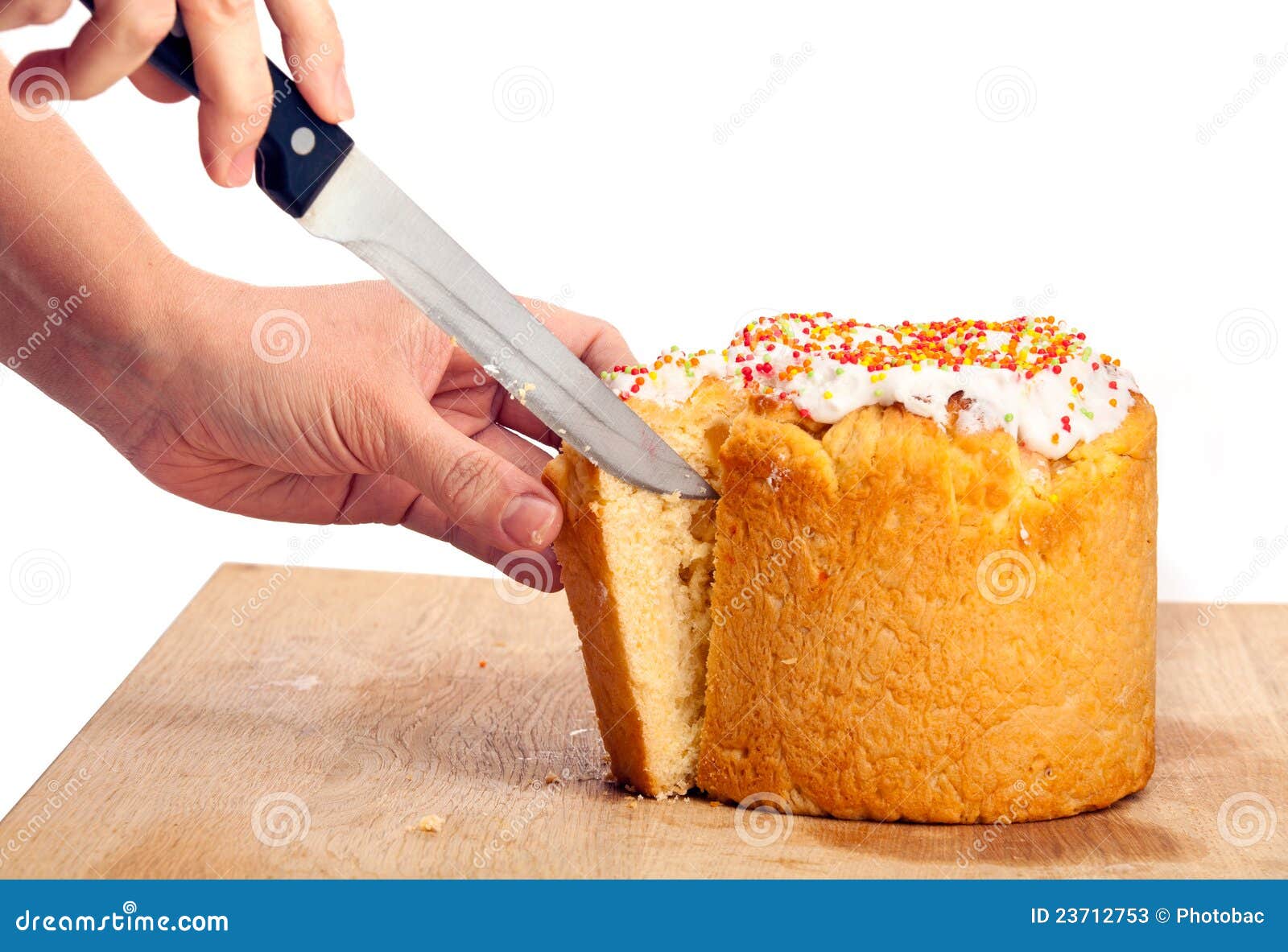 Cropped View of Female Cutting Easter Cake Stock Image - Image of ...