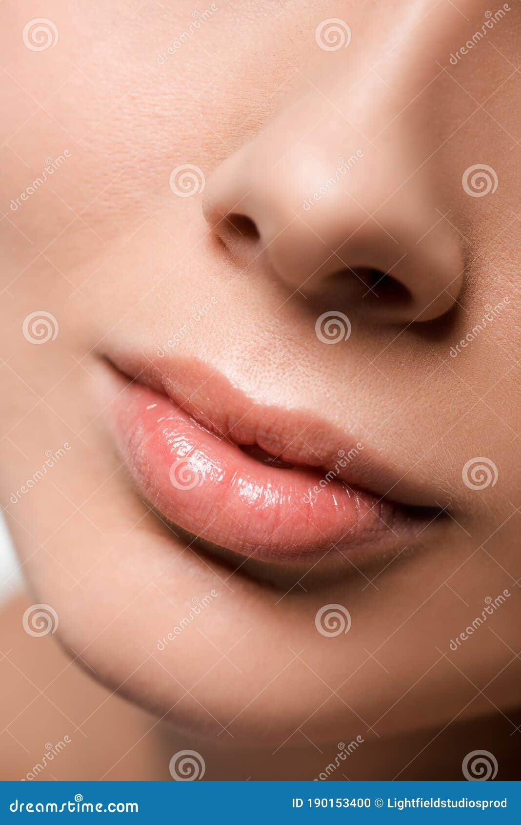 View of Girl with Shiny Lip Gloss on Lips Stock Photo - Image of girl ...