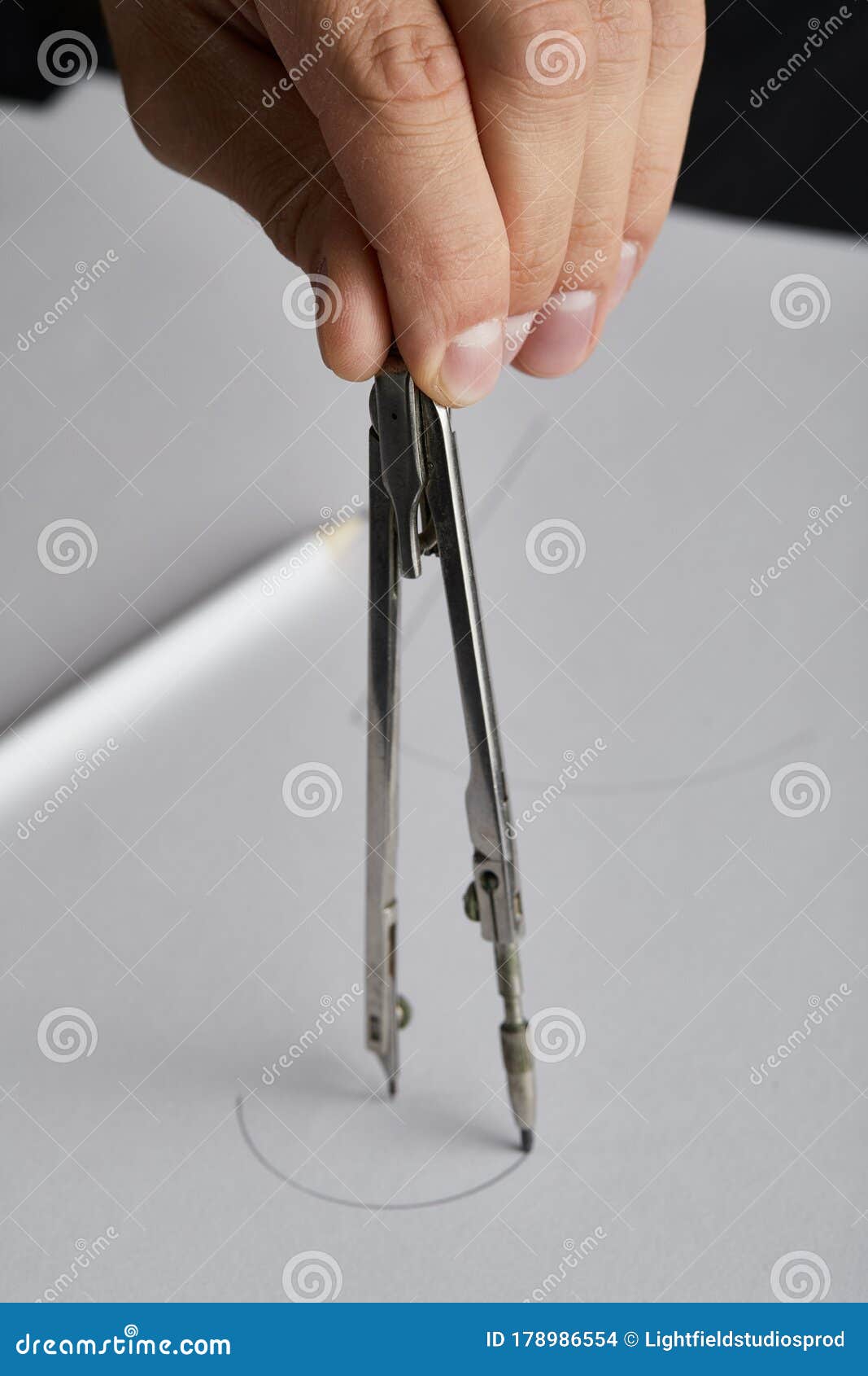 View of Man Drawing Circle on Stock Photo - Image of plan, designer ...