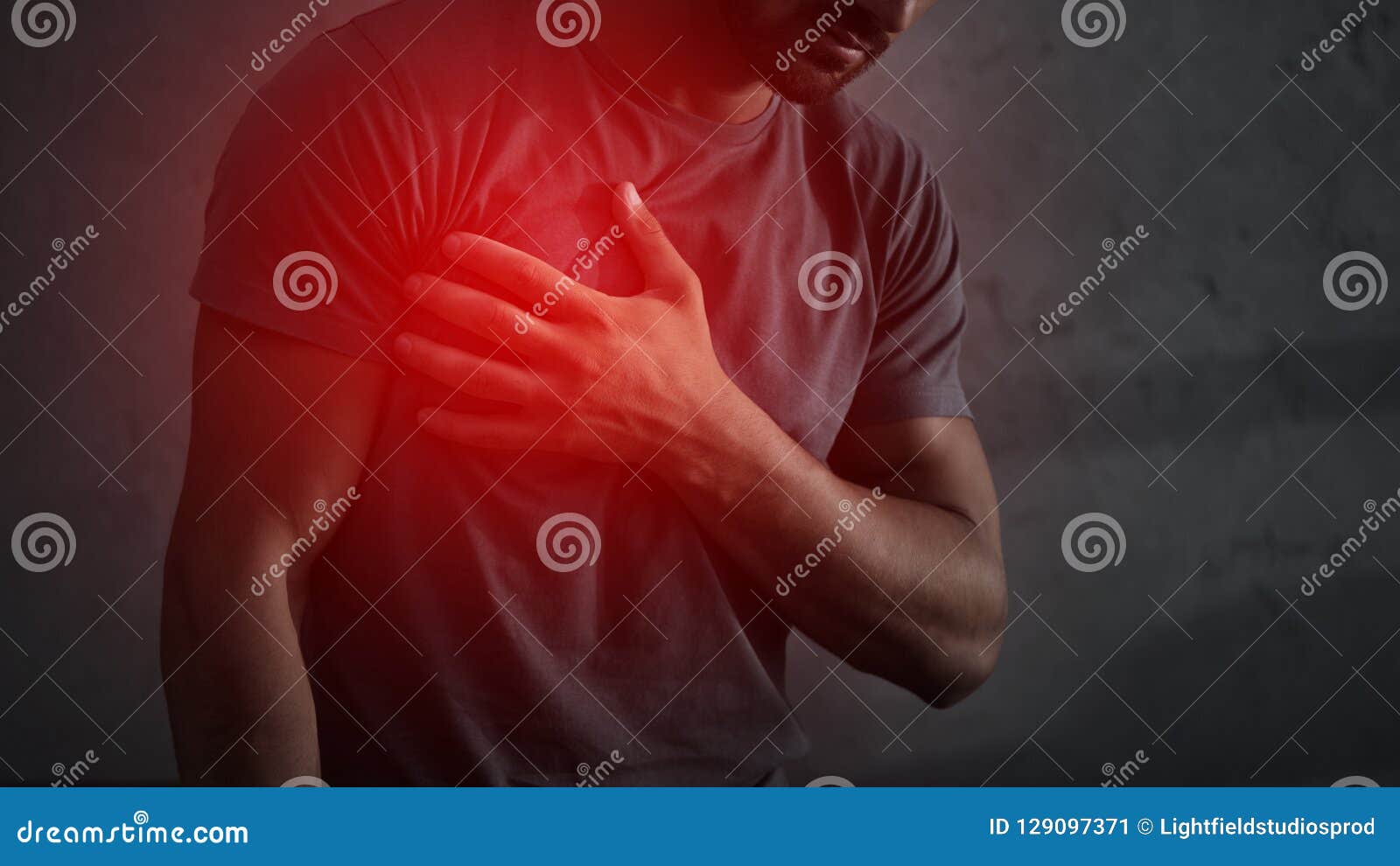 Cropped View of Man Having Heart Attack with Red Stock Image - Image of ...