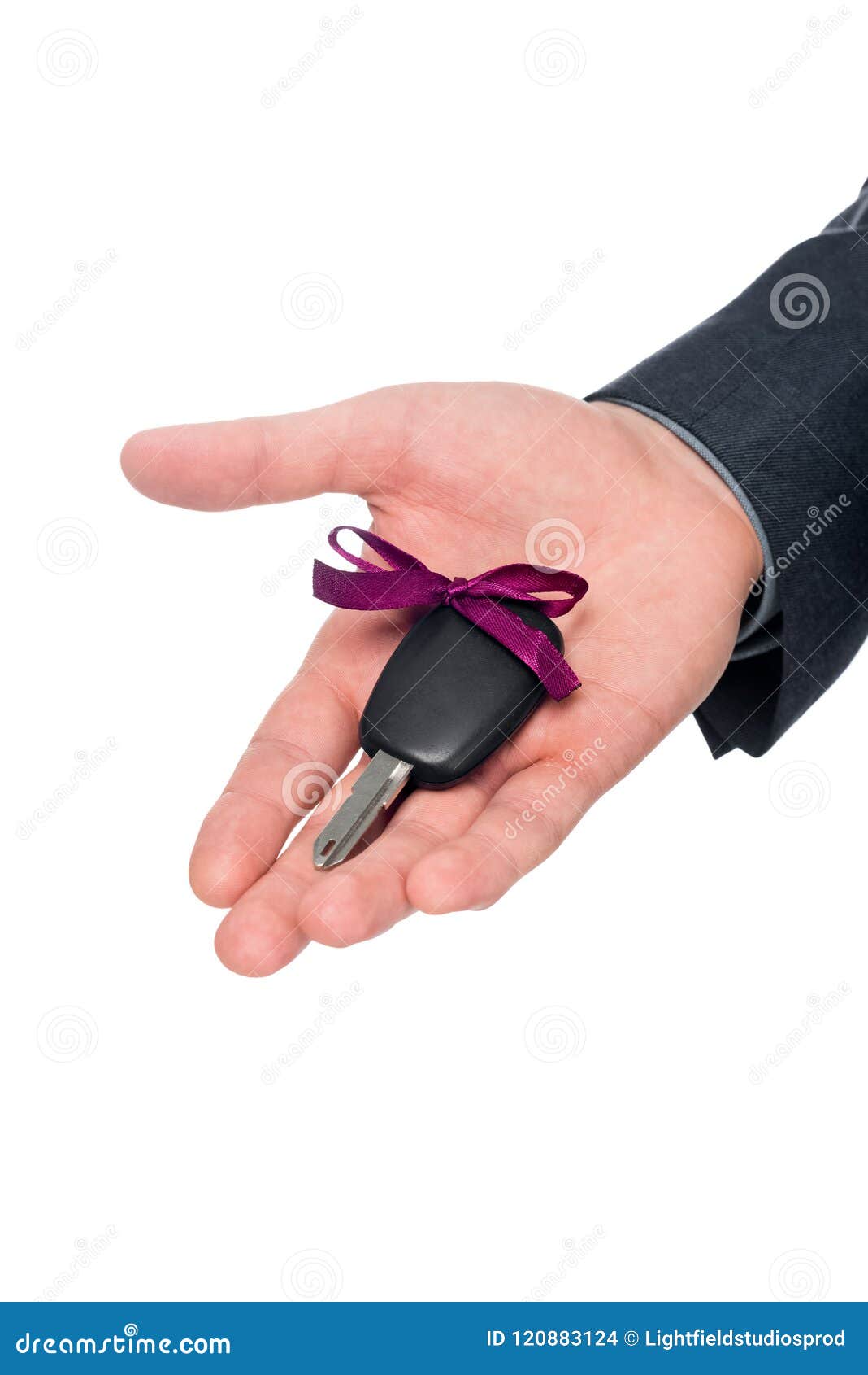 Cropped View of Man Holding Car Key, Stock Photo - Image of white ...