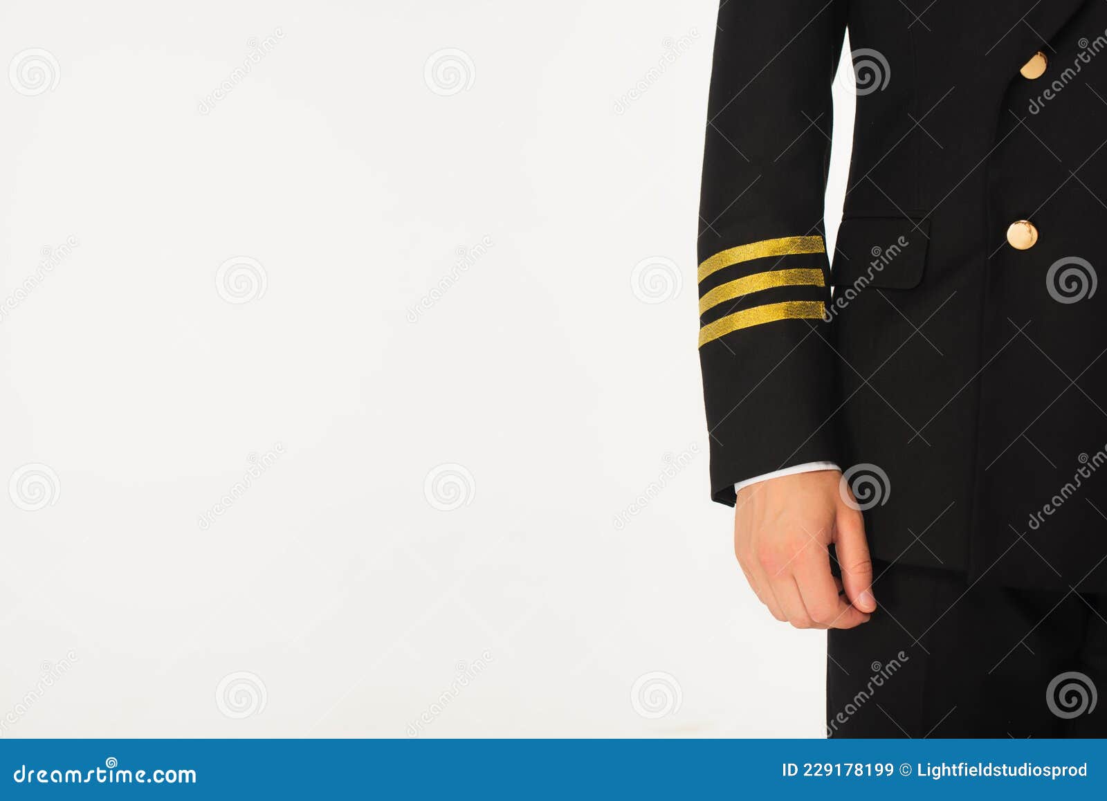 Cropped View of Pilot in Uniform Stock Image - Image of aviator ...