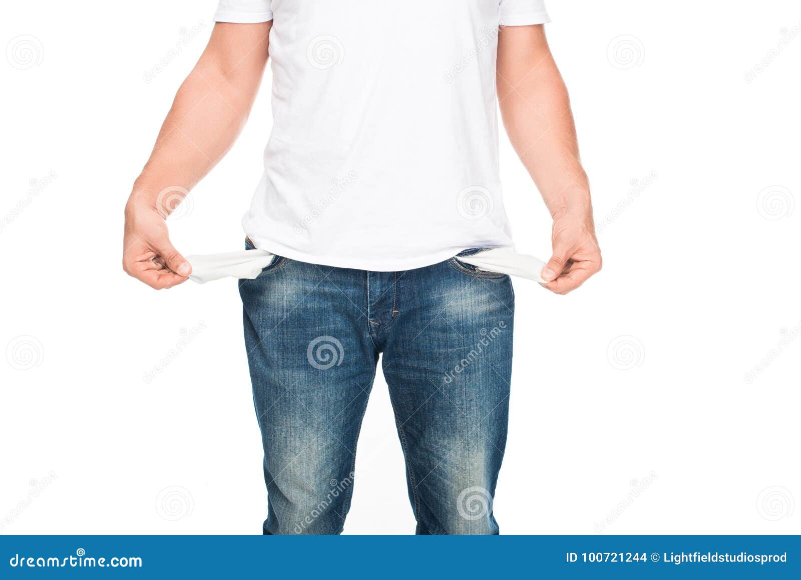 Poor Man with Empty Pockets Stock Photo - Image of denim, adult: 100721244