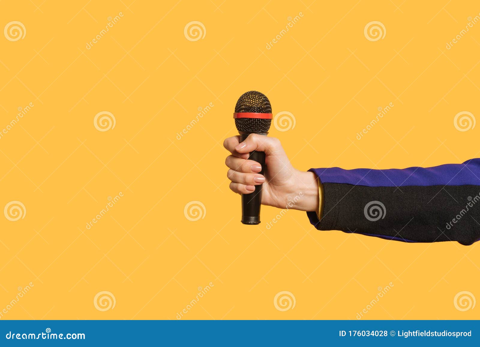 Cropped View of Reporter Holding Microphone Stock Photo - Image of ...