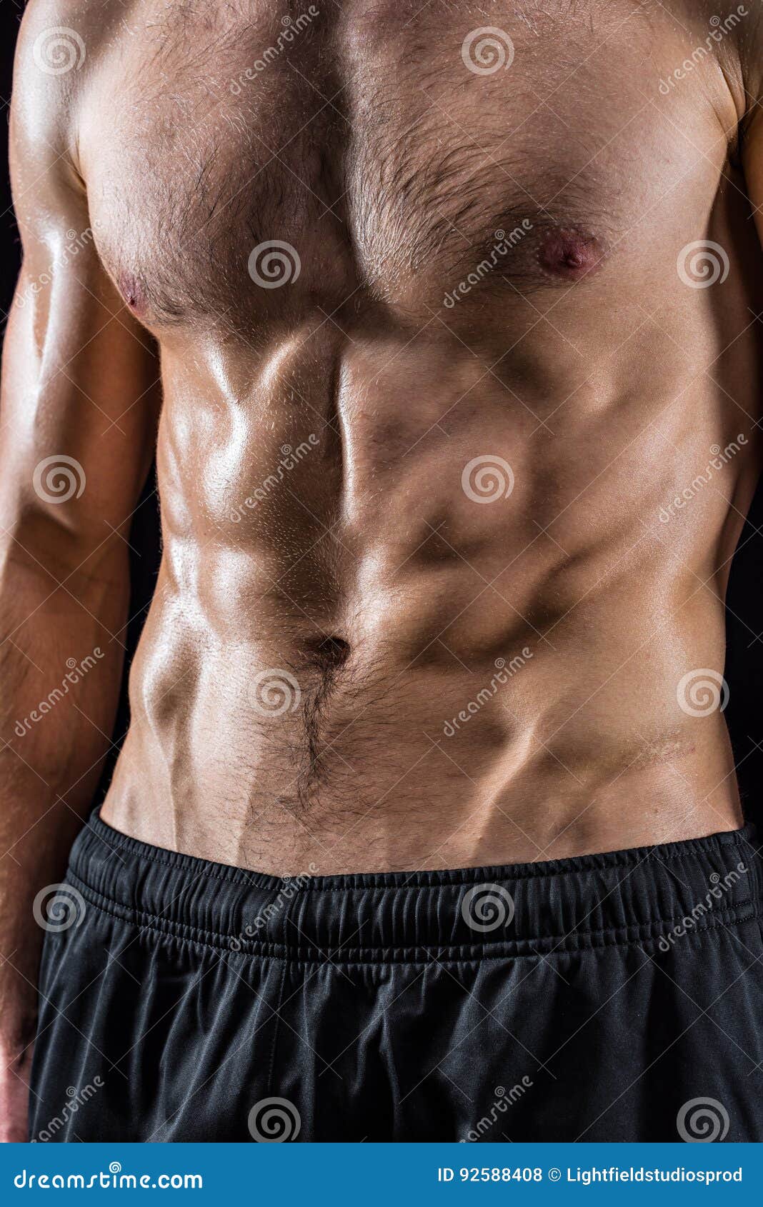 Cropped View of Shirtless Bodybuilder Posing Isolated Stock Photo ...