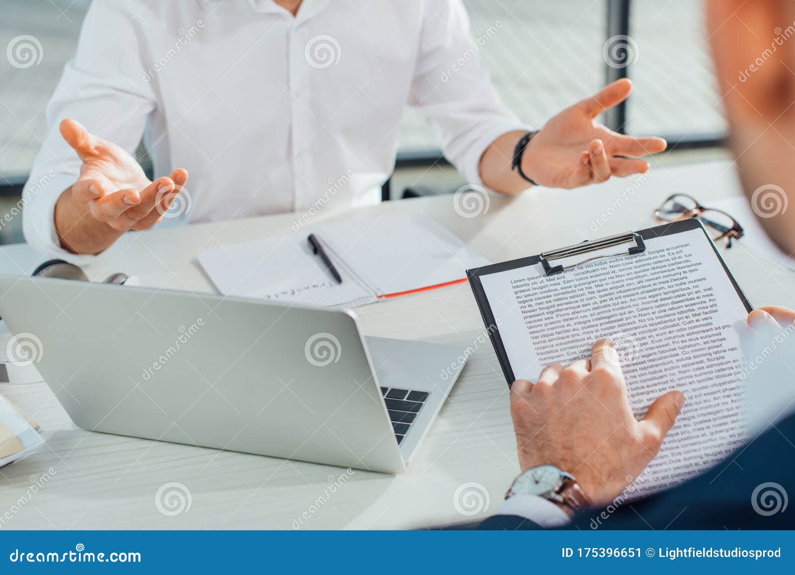Cropped View of Translator Working with Stock Image - Image of ...