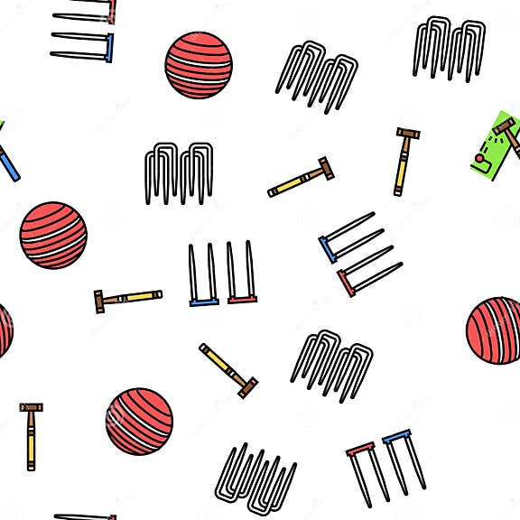 Croquet Mallet Game Ball Seamless Pattern Vector Stock Illustration ...