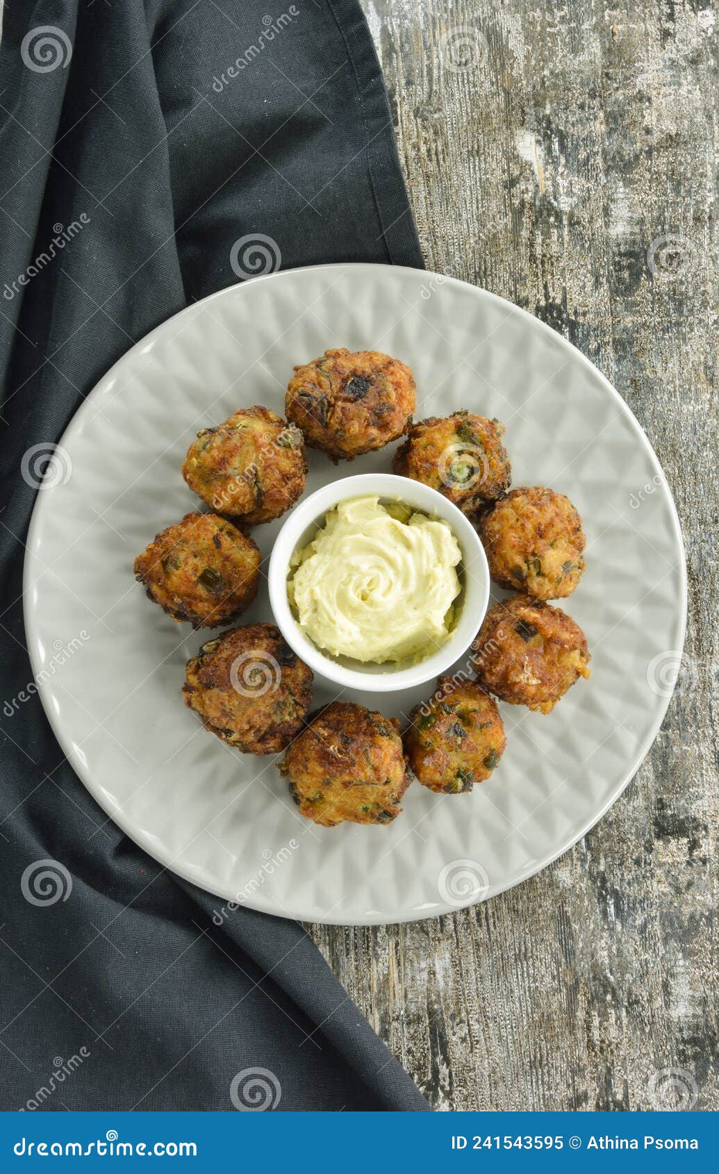 Croquettes of Cod Fish and Mayonnaise Dip Stock Image - Image of meal ...