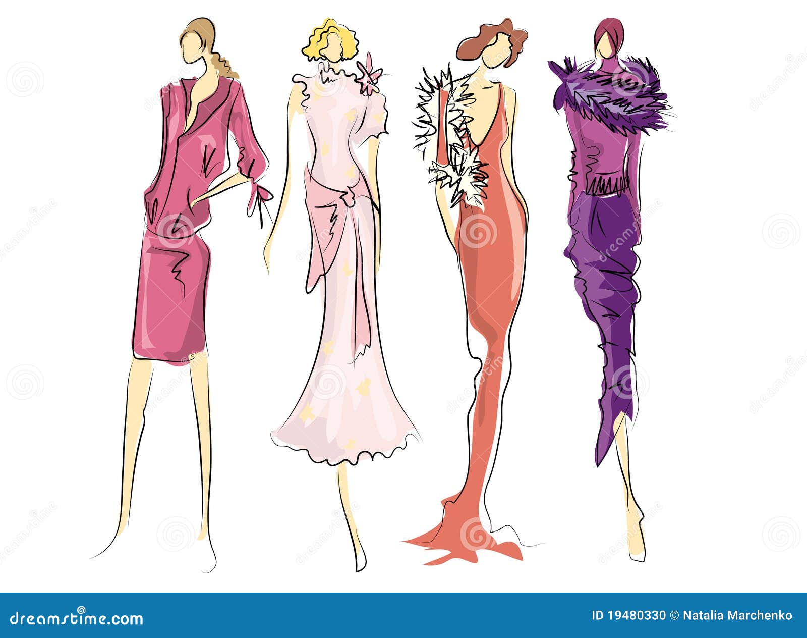 Croquis des robes de mode illustration de vecteur. Illustration du ...