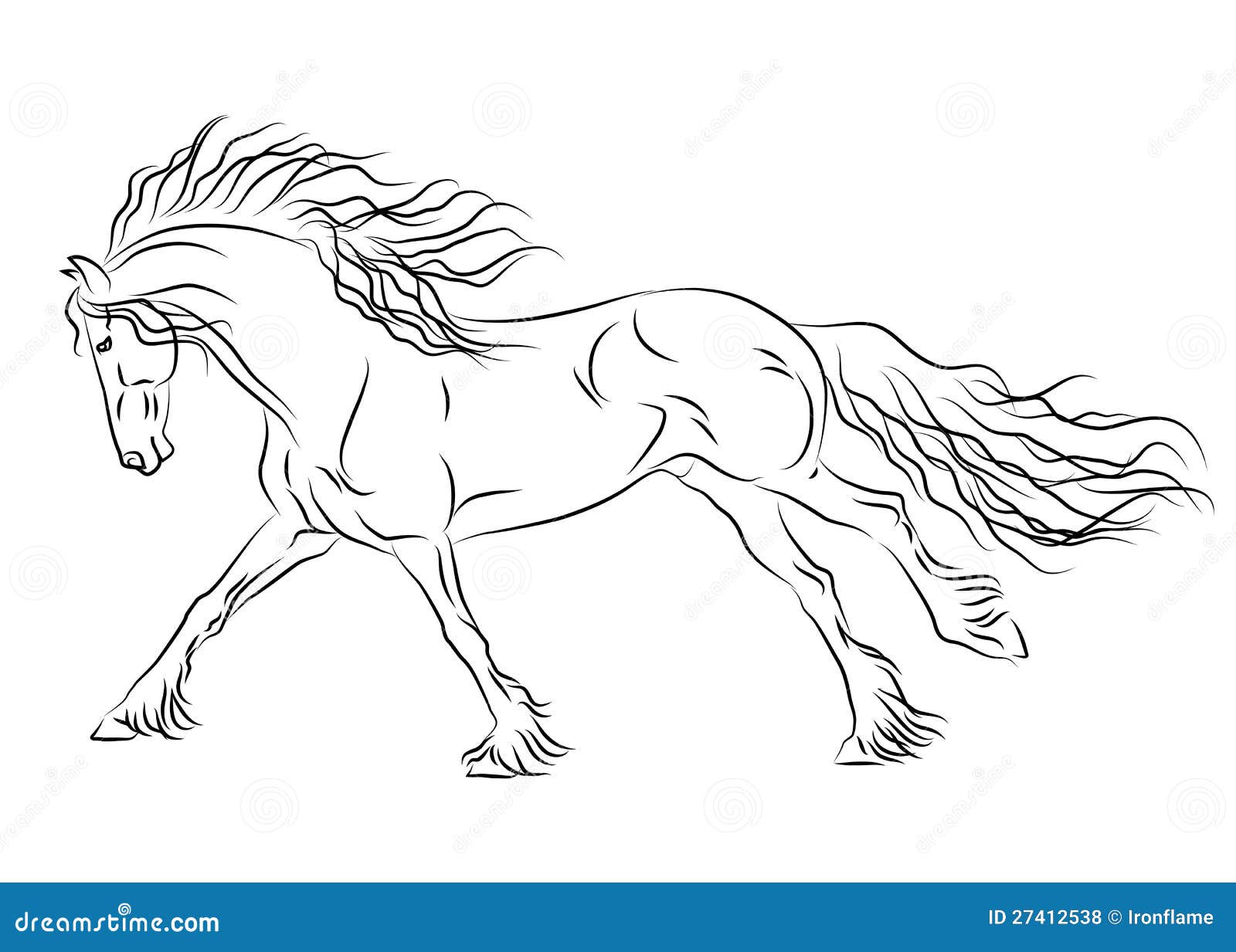 Croquis Frison Courant De Cheval Illustration de Vecteur - Illustration ...