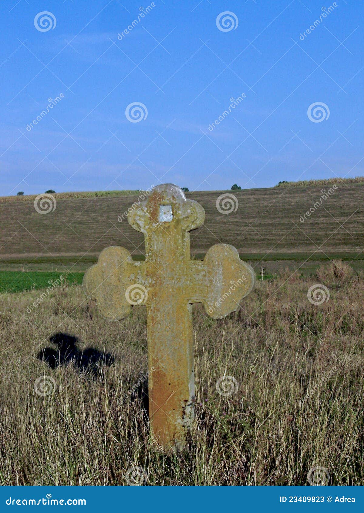 Cross in a Agriculture Field Stock Image - Image of catholicism, memory ...