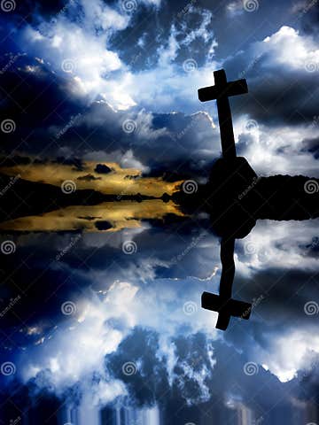 Cross stock image. Image of church, mirror, cloud, concept - 3085815