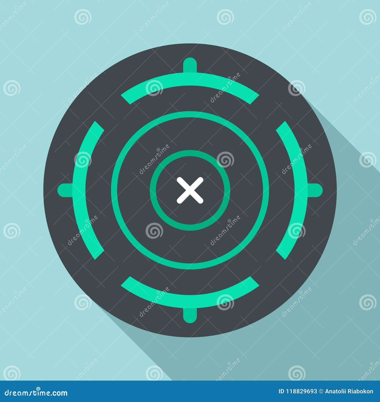 Cross Aim Target Icon, Flat Style Stock Vector - Illustration of black ...