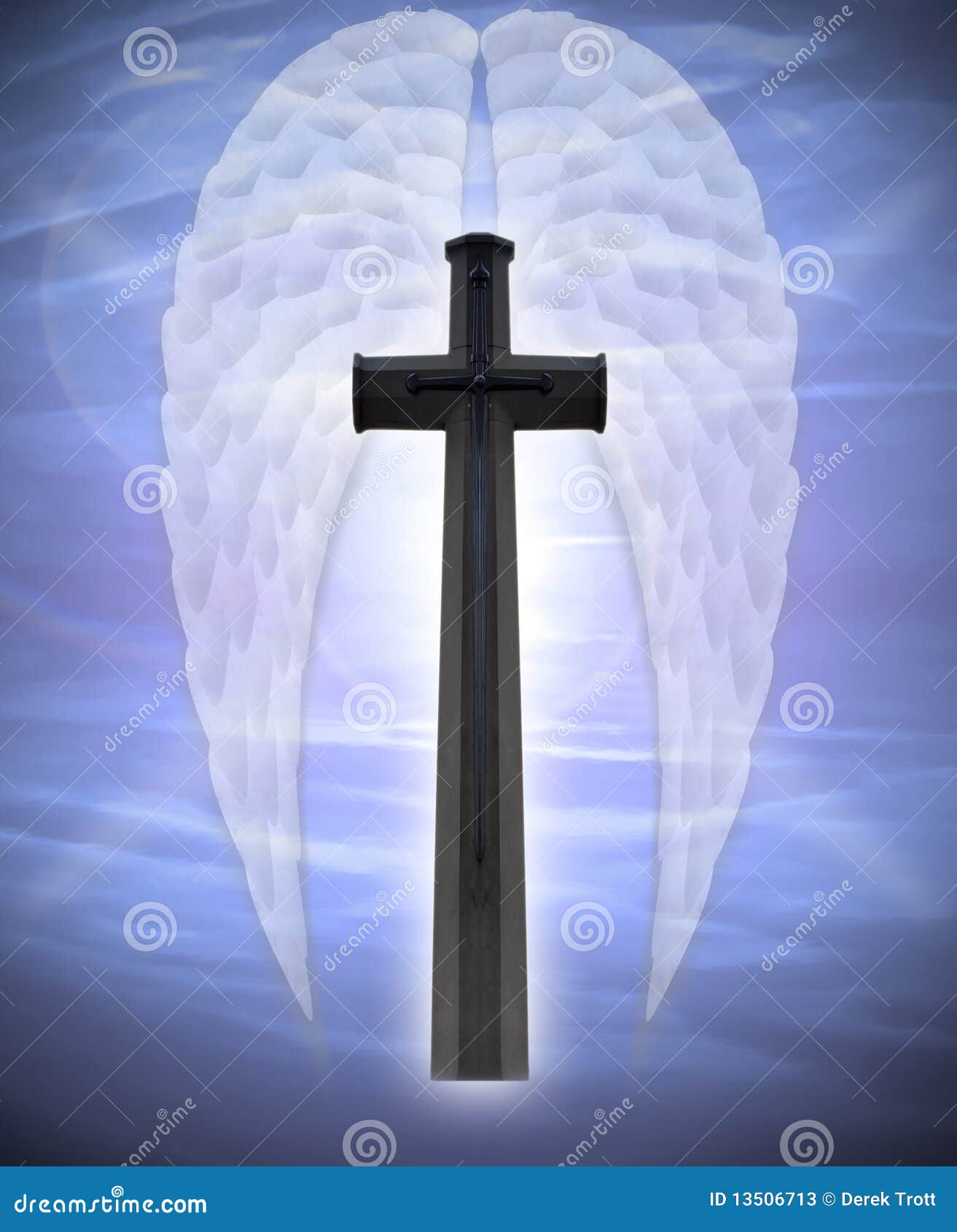 Cross And Angel Wings Wallpaper