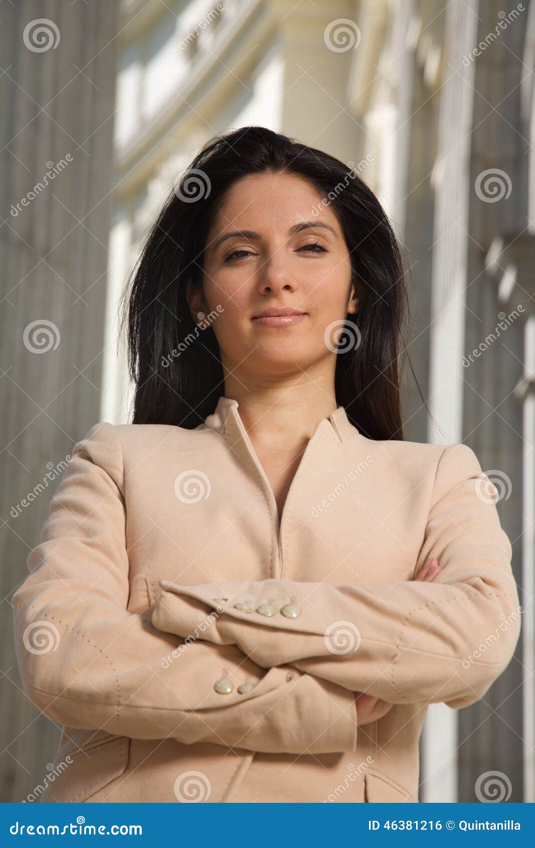 Cross-armed Businesswoman Looking Stock Photo - Image of occupation ...