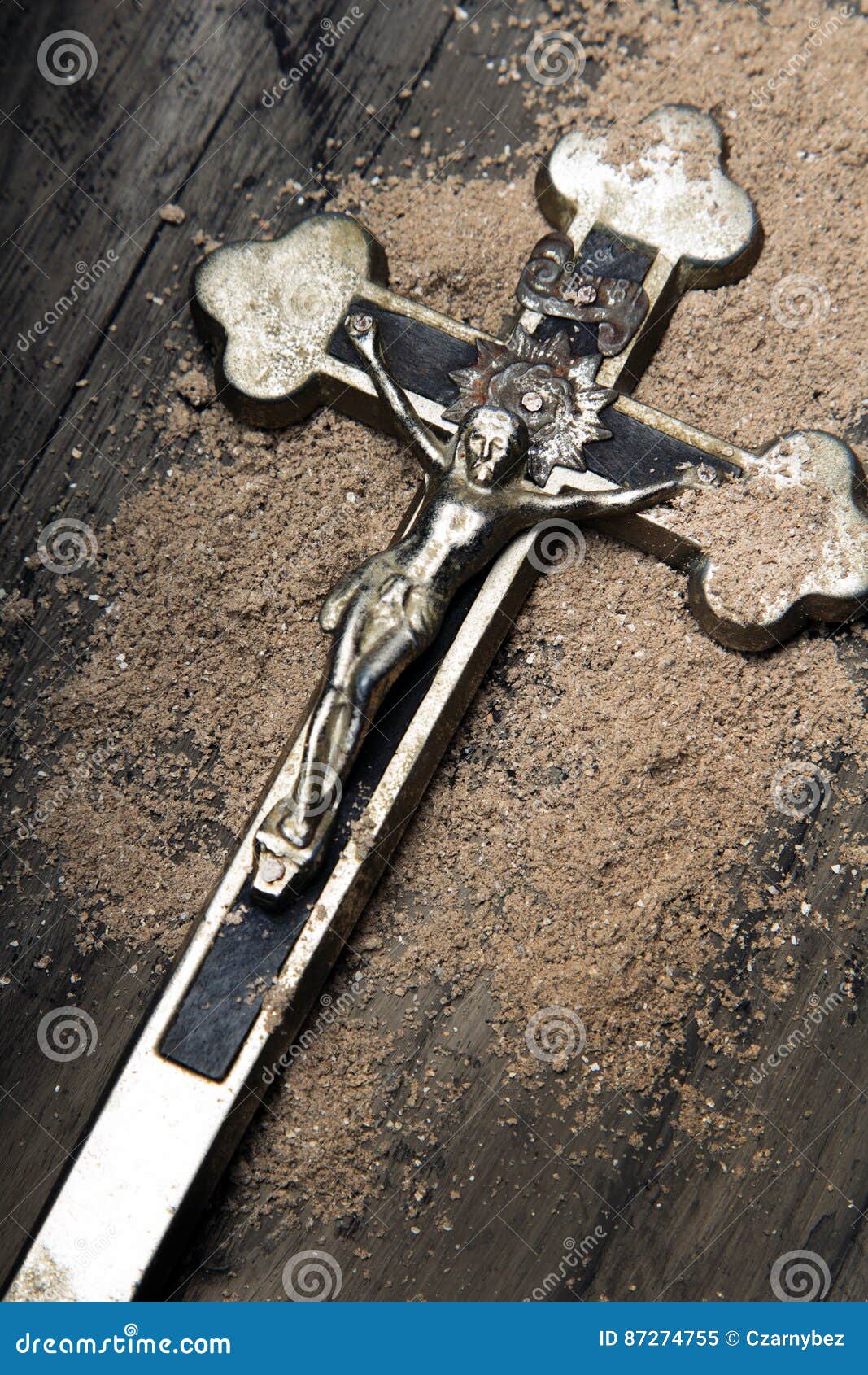 Cross and Ash - Symbols of Ash Wednesday Stock Image - Image of black ...