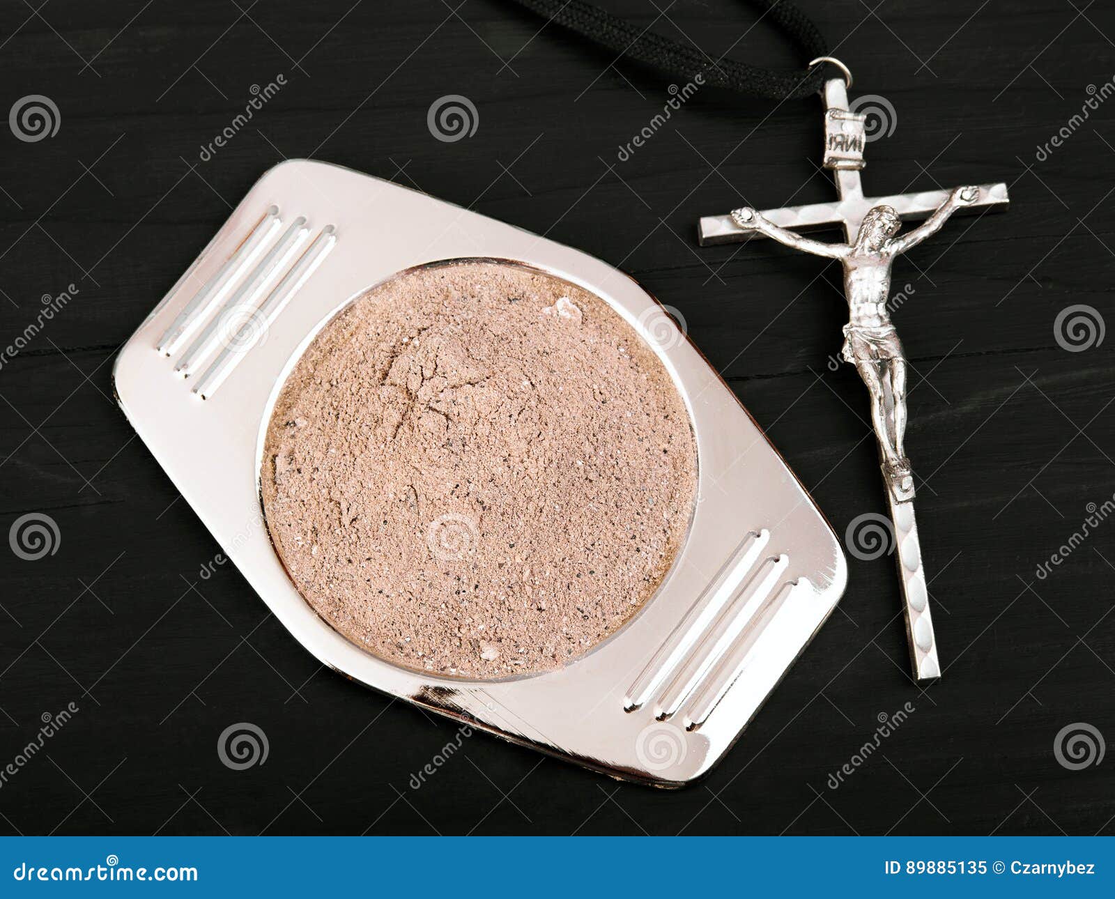 Cross and Ash - Symbols of Ash Wednesday Stock Image - Image of cross ...