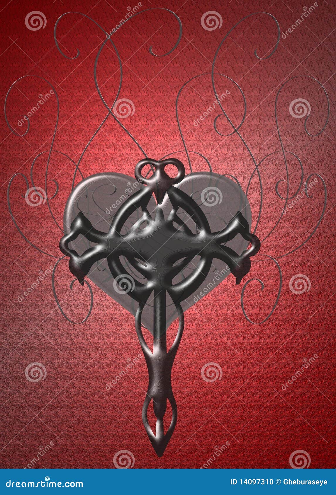 Background with Cross and Heart in Red Tones, Colors, Fantasy. Stock ...