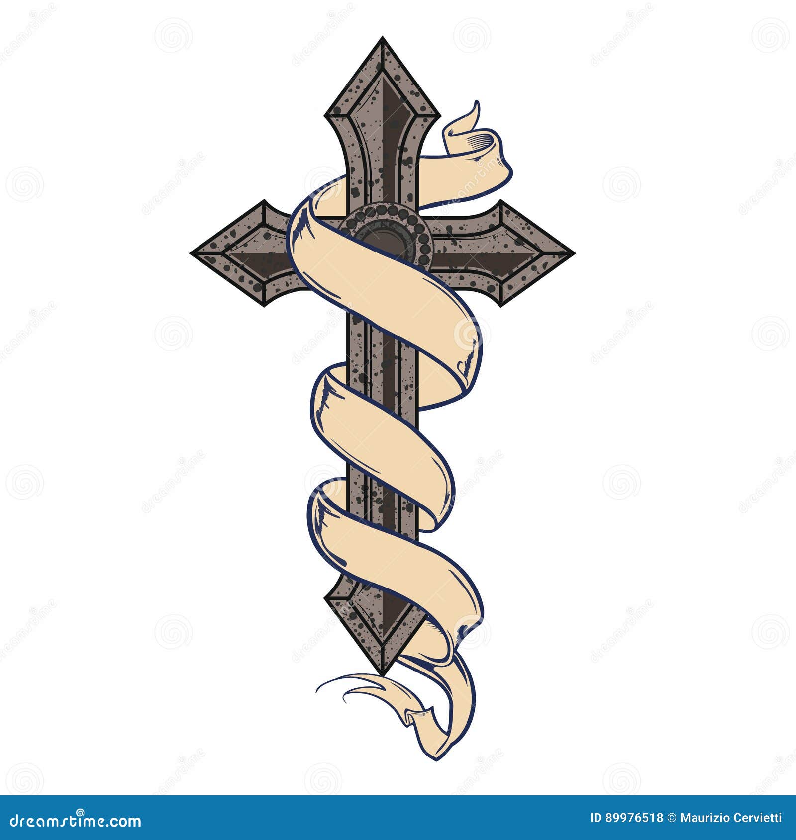 CROSS with BANNER stock vector. Illustration of prayer - 89976518