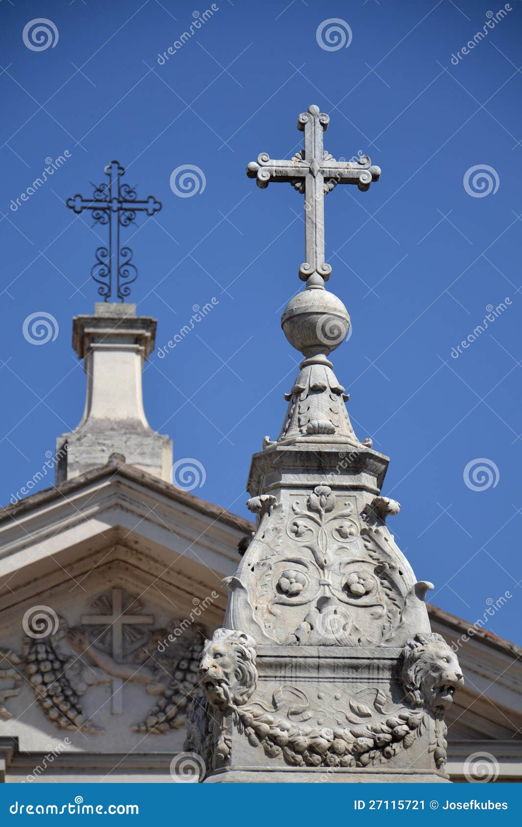 Cross on the Basilica of Saint Bartolomew in Rome Stock Image - Image ...