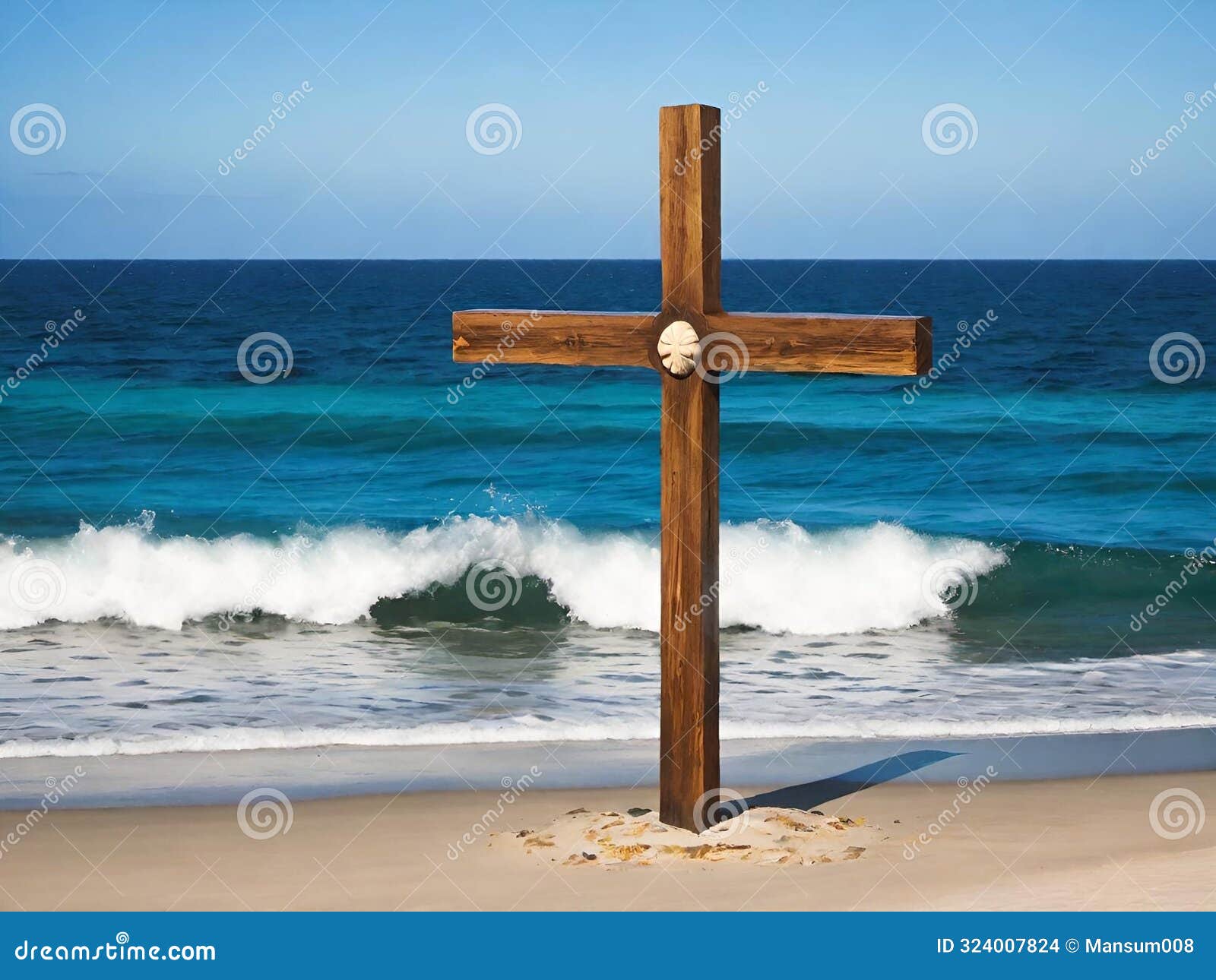 Cross on the beach stock illustration. Illustration of christianity ...